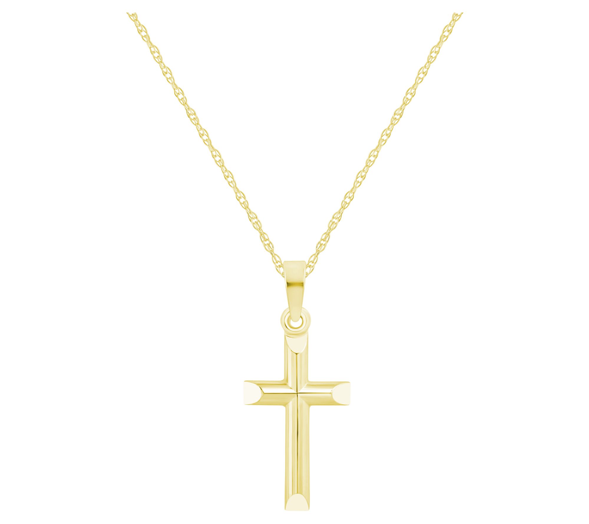 14K Gold Petite Cross Pendant w/ Chain - QVC.com