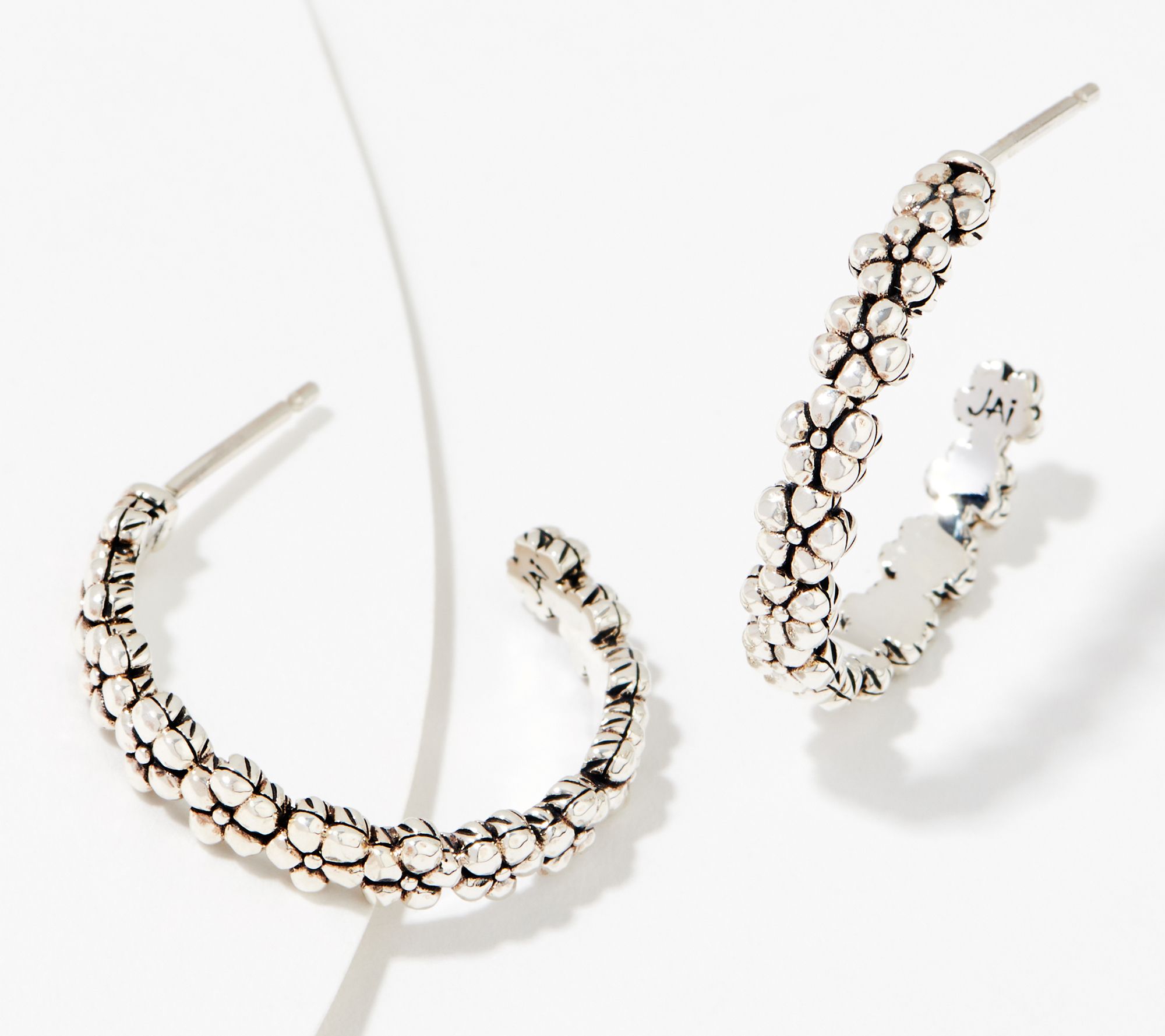 JAI Sterling Silver Symbols of Love 1" Hoop Earrings - QVC.com