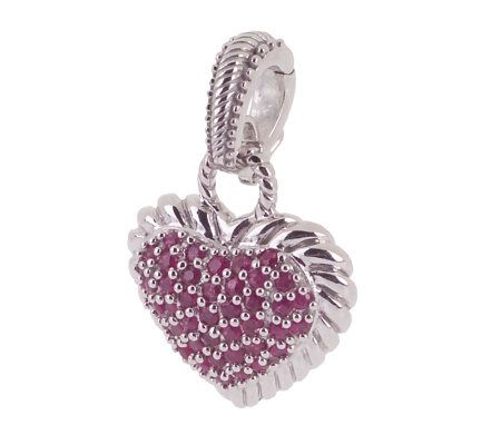 Judith Ripka Sterling & Onyx Diamonique Pin w/1.35 cttw Ruby Enhancer ...