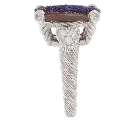 "As Is" Judith Ripka Sterling Cushion Cut Drusy and Diamonique Ring ...