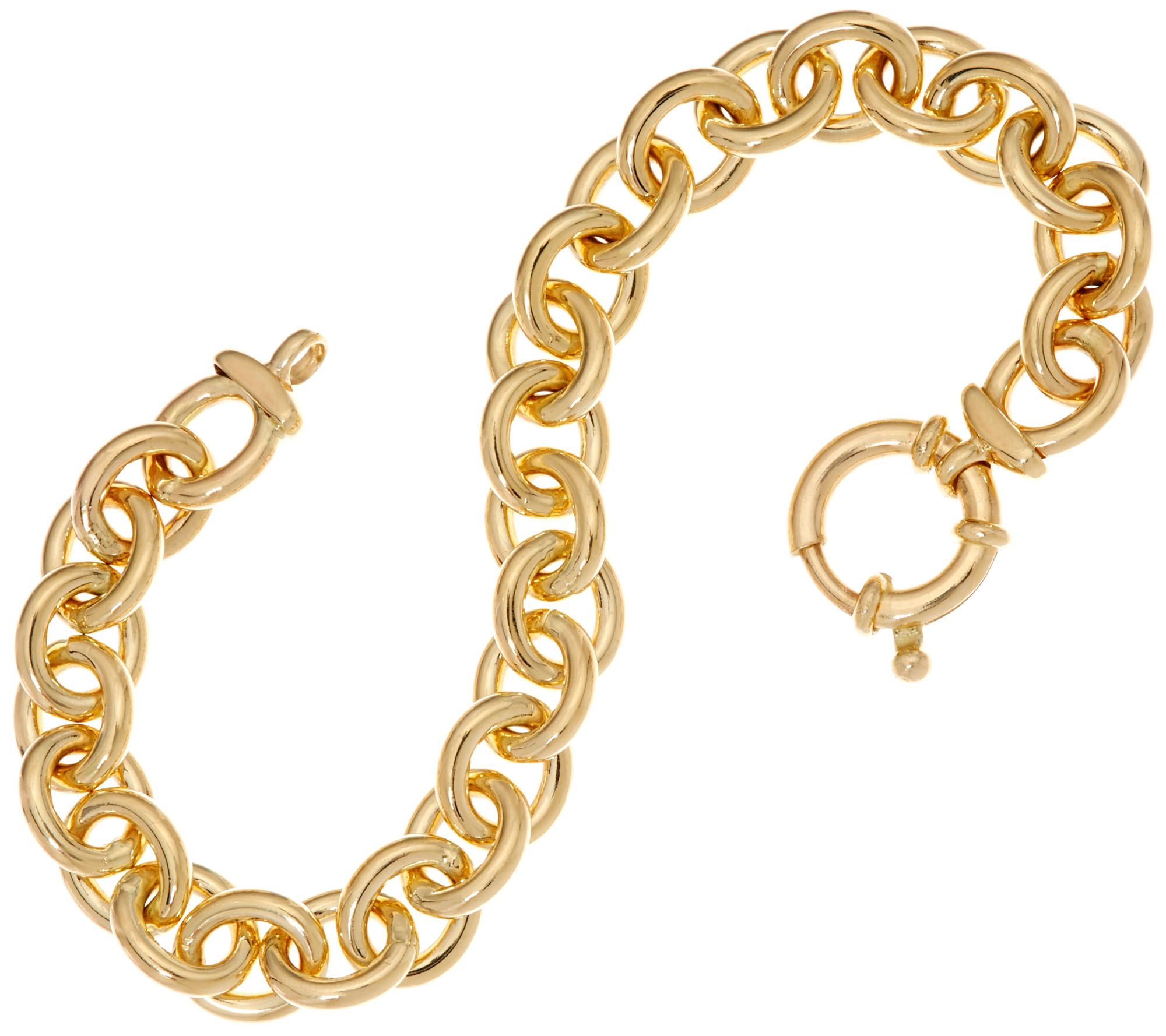 Italian Gold 8" Solid Rolo Link Bracelet 14K Gold 32.5g - QVC.com