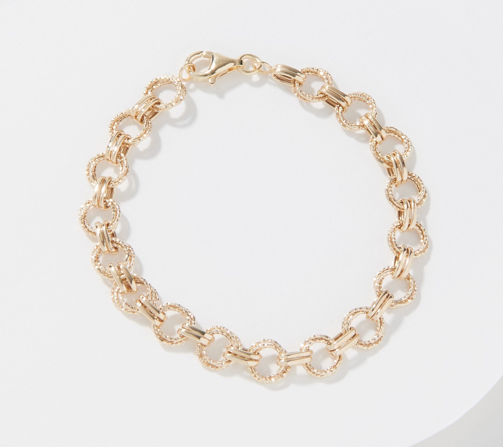 Adorna 14K Gold Round Link 6-3/4" Bracelet 3.1g - QVC.com