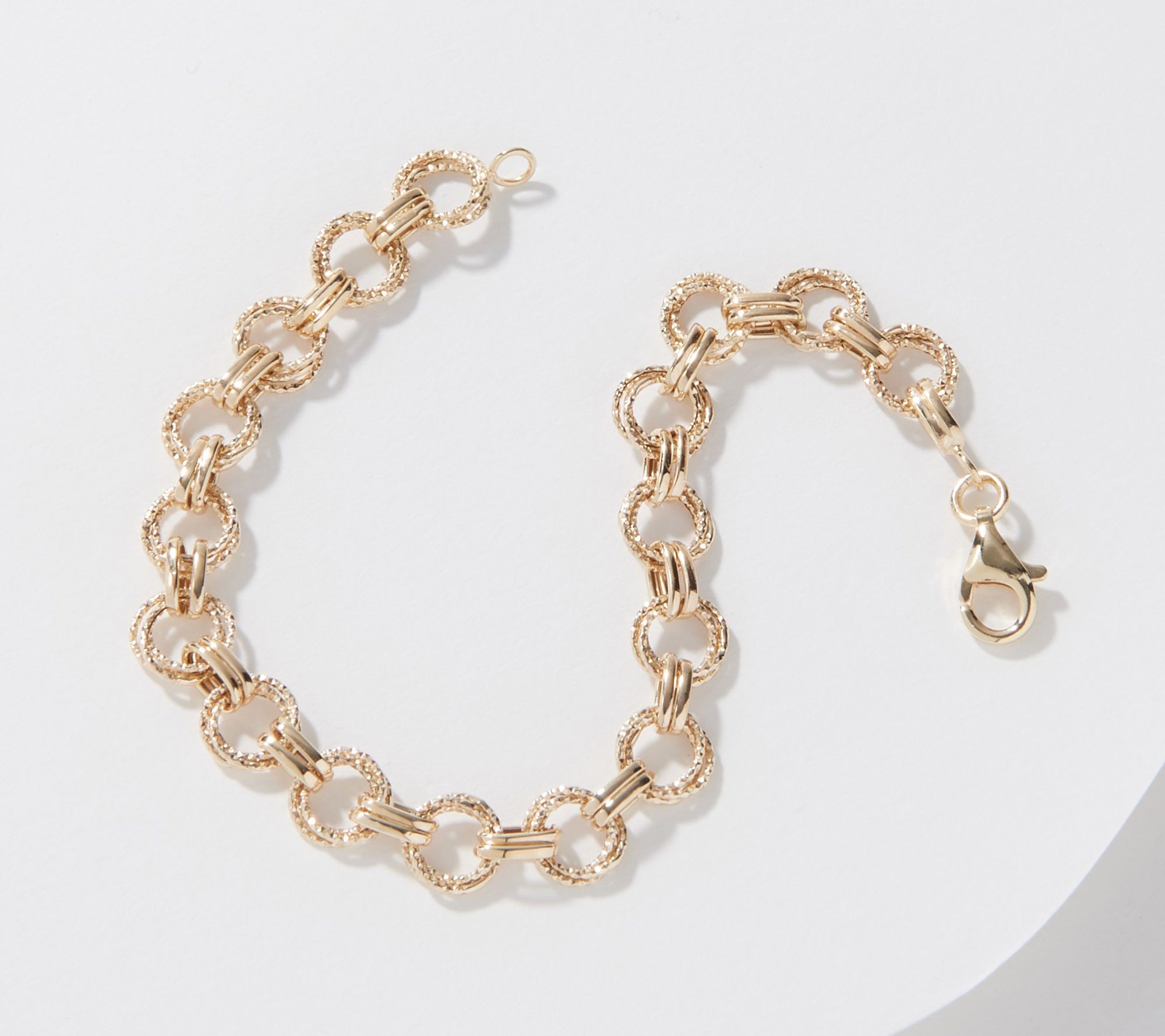 Adorna 14K Gold Round Link 6-3/4" Bracelet 3.1g - QVC.com