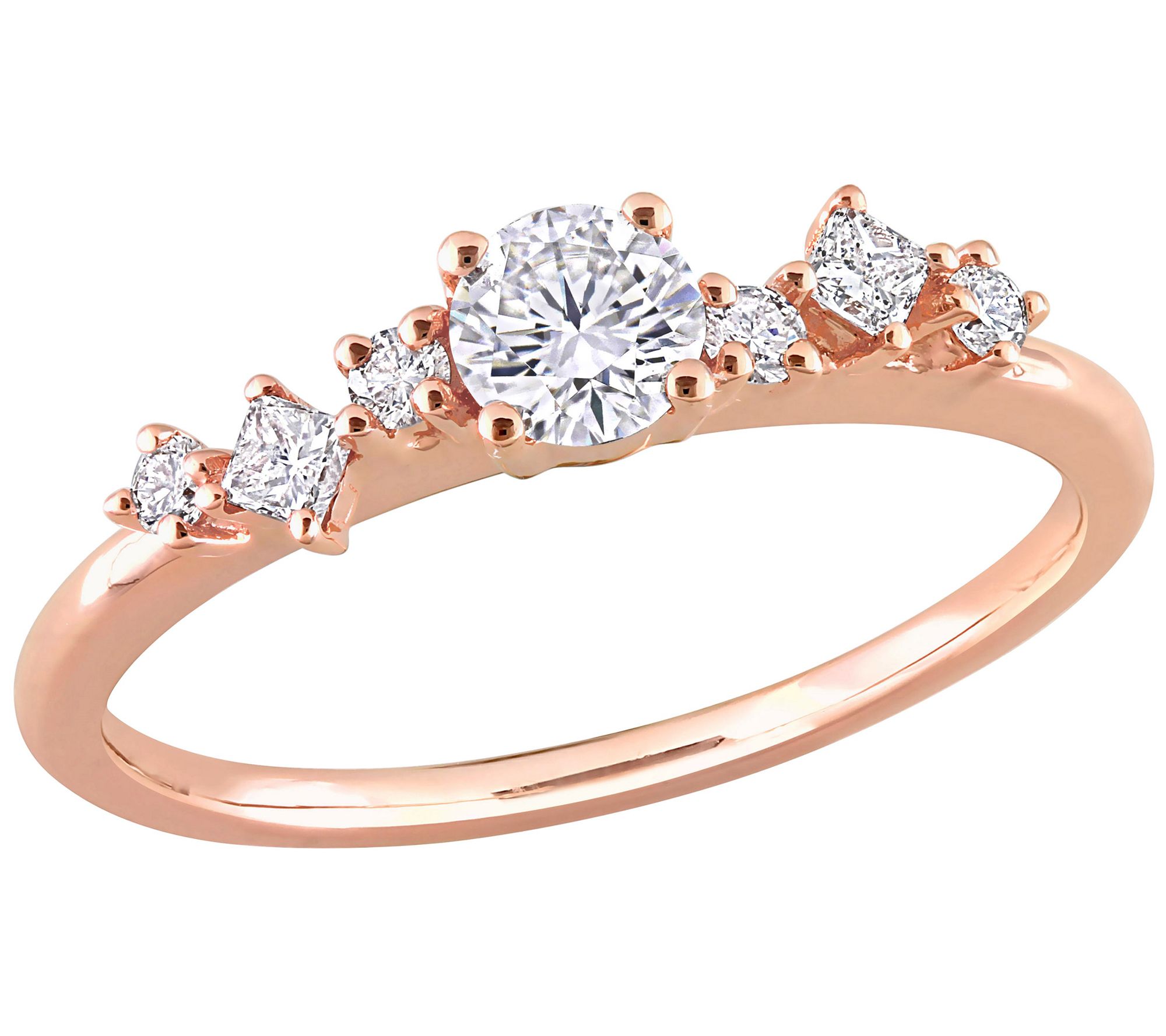 Affinity Diamonds 0.45 cttw Semi-Eternity Ring, 14K Rose Gold - QVC.com