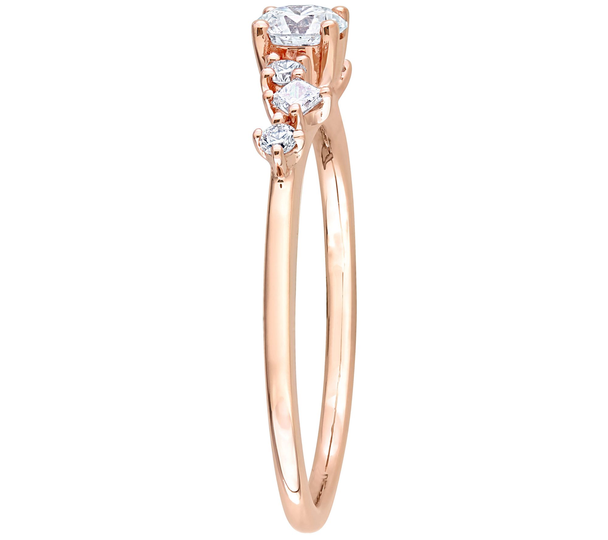 Affinity Diamonds 0.45 cttw Semi-Eternity Ring, 14K Rose Gold - QVC.com