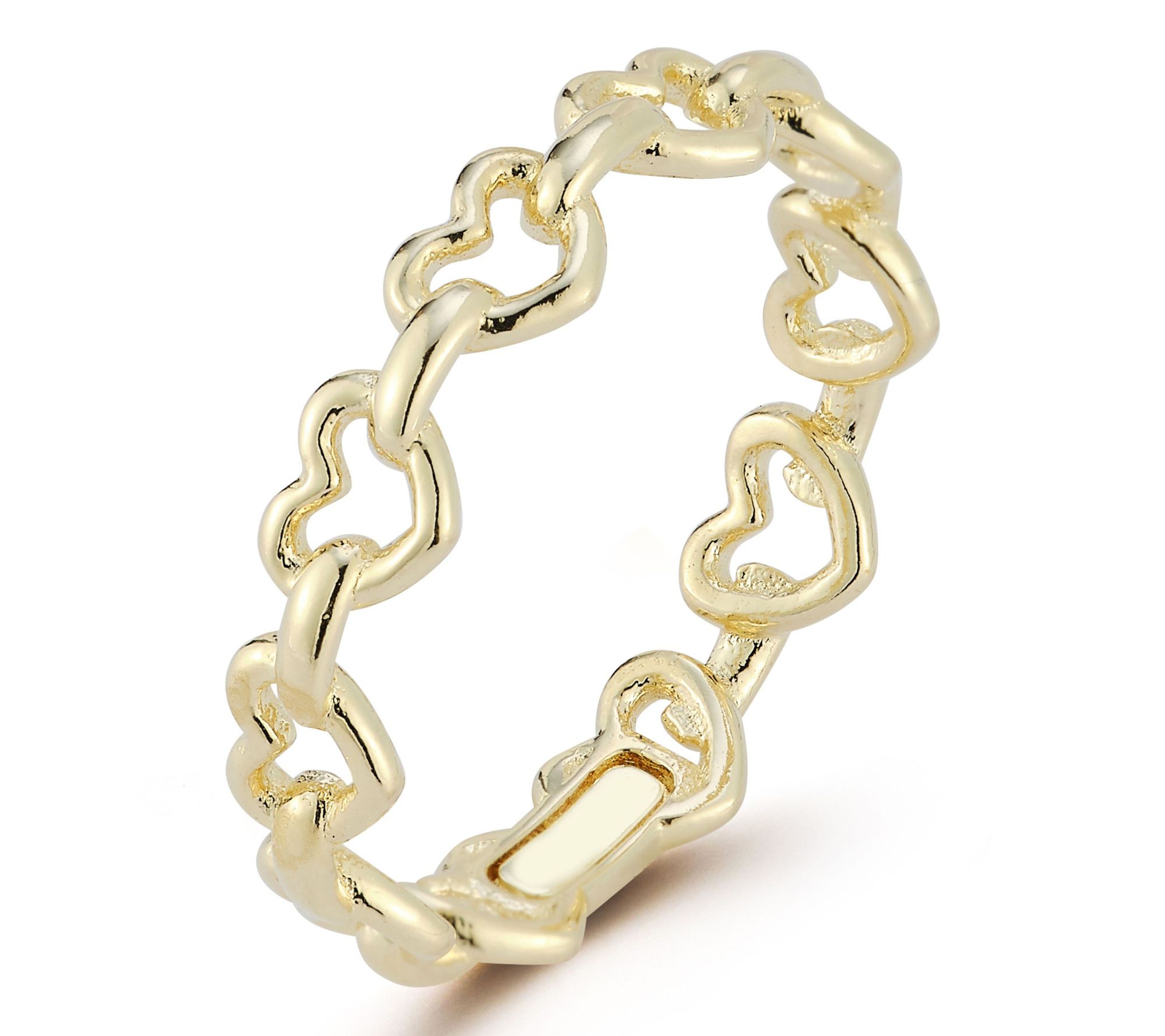Italian Gold Open Heart Link Band Ring, 14K - QVC.com