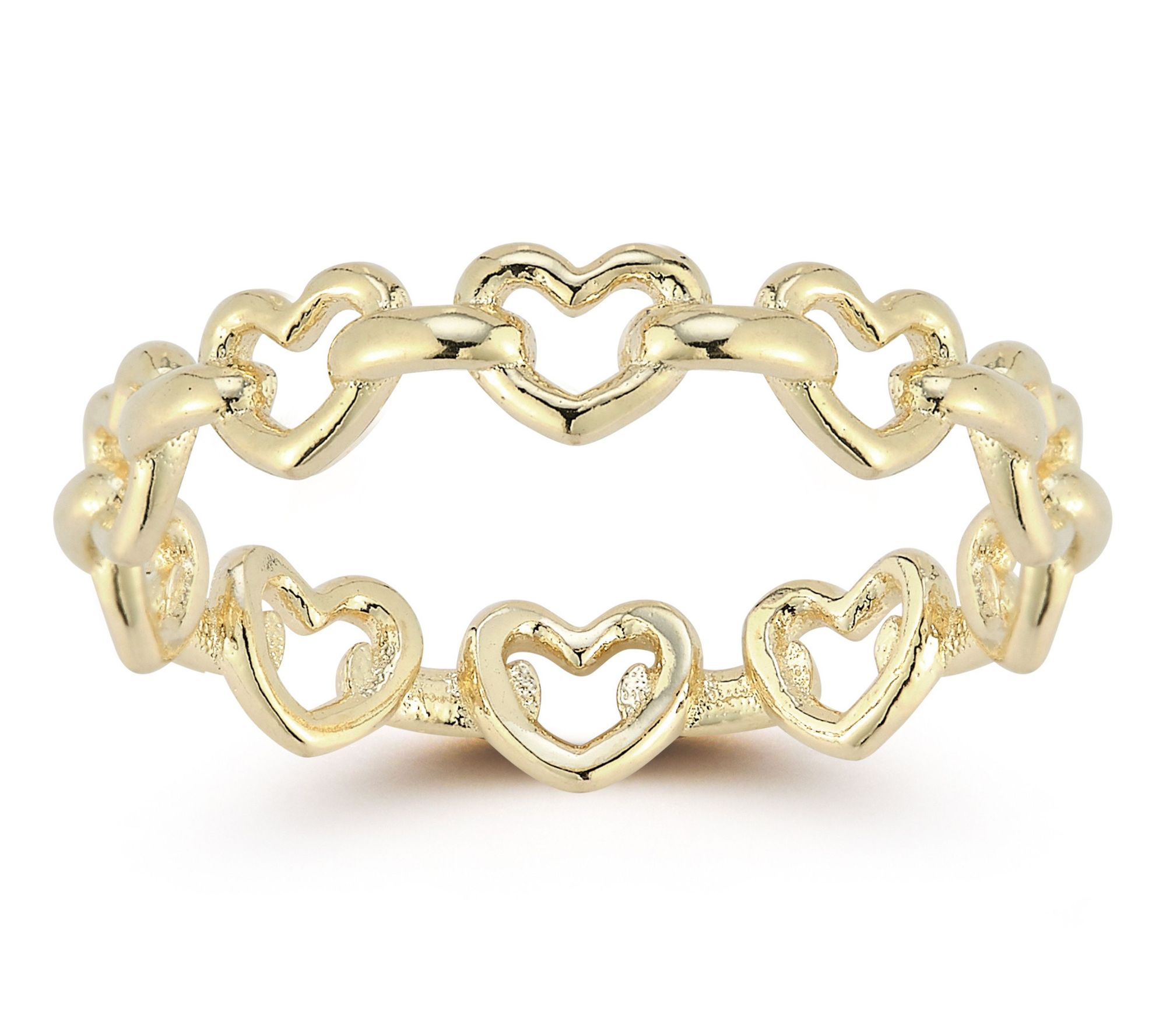 Italian Gold Open Heart Link Band Ring 14K Size 8 Yellow