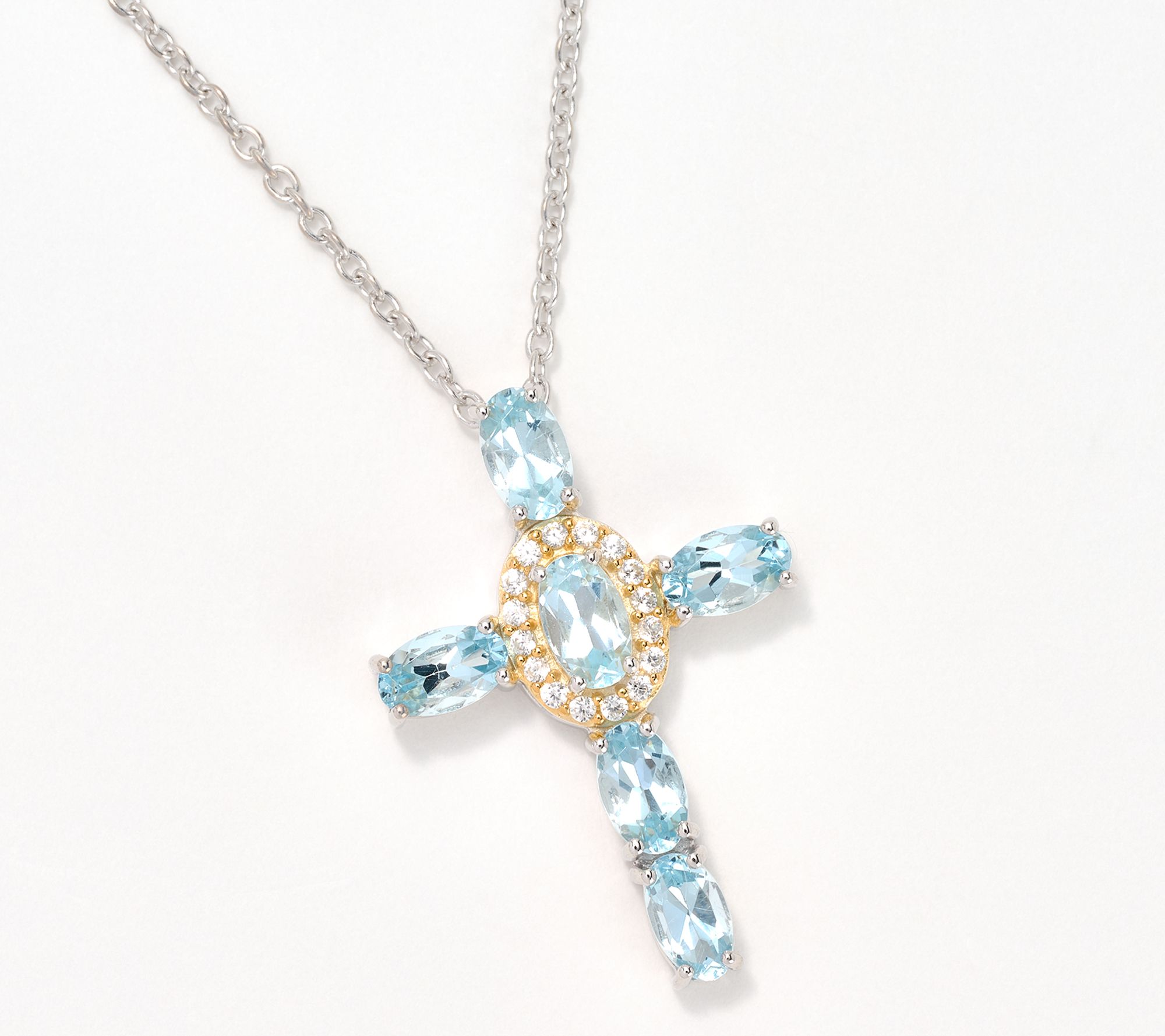 Affinity Gems Cross Gemstone Pendant with Chain Sterling - QVC.com