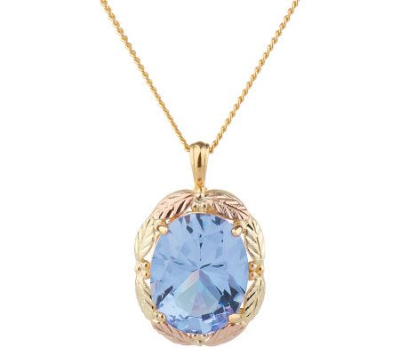 Black Hills Blue Helenite Pendant with 18" Chain 10K/12K Gold - QVC.com