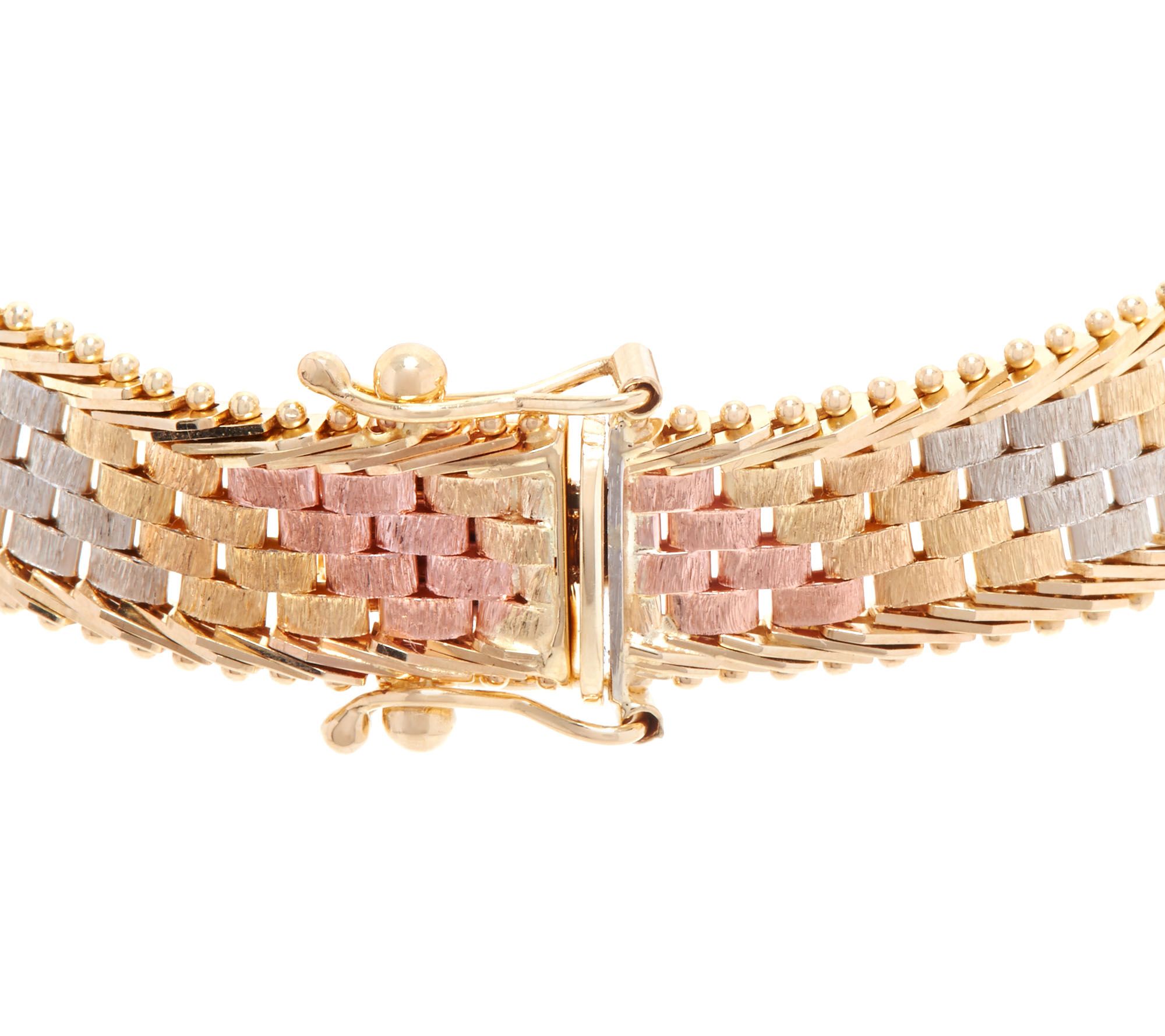 Imperial Gold 7-1/4" Tri-color Basketweave Bracelet, 14K - QVC.com