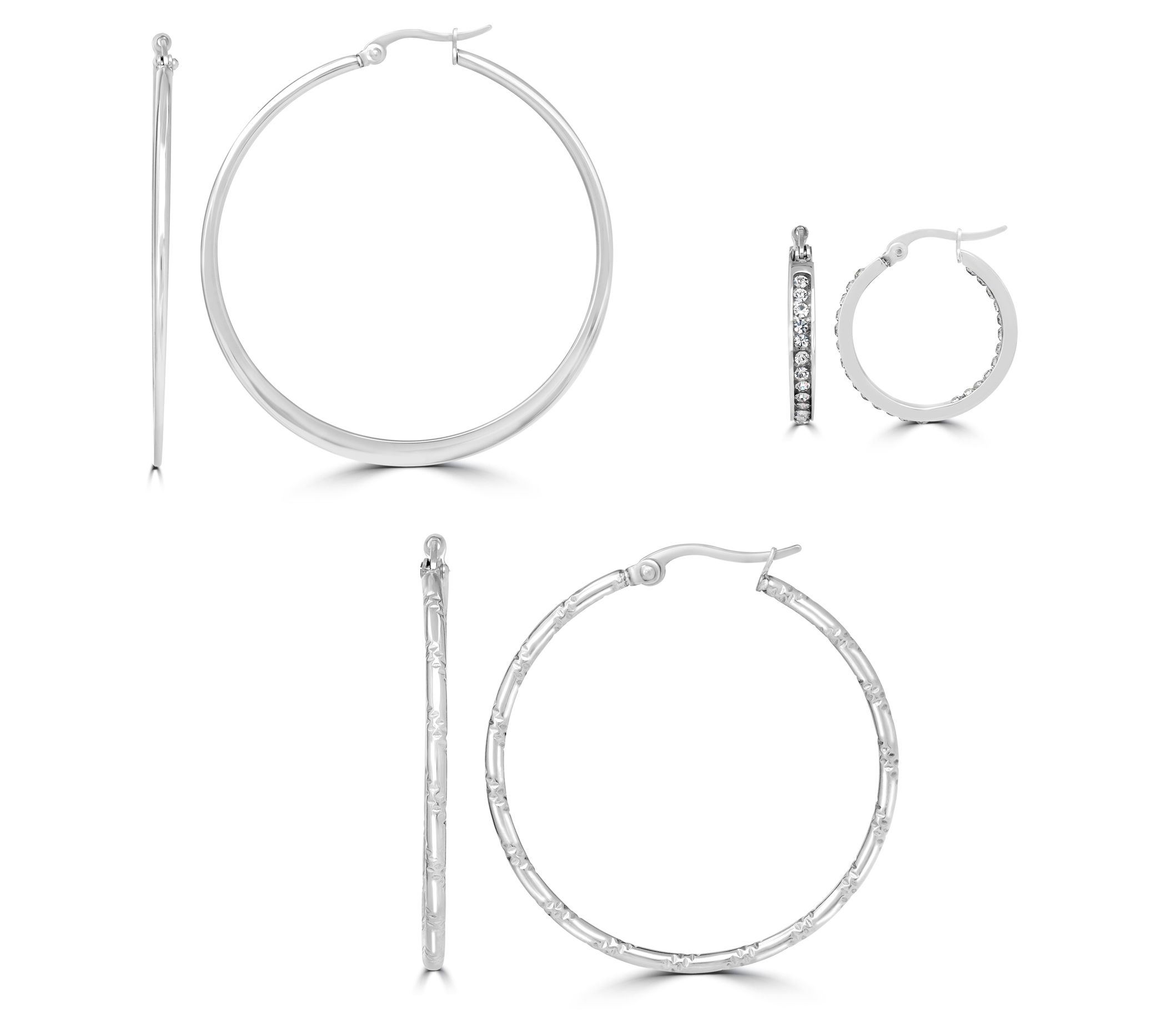 Steel by Design Set of 3 Round Textured Hoops - QVC.com