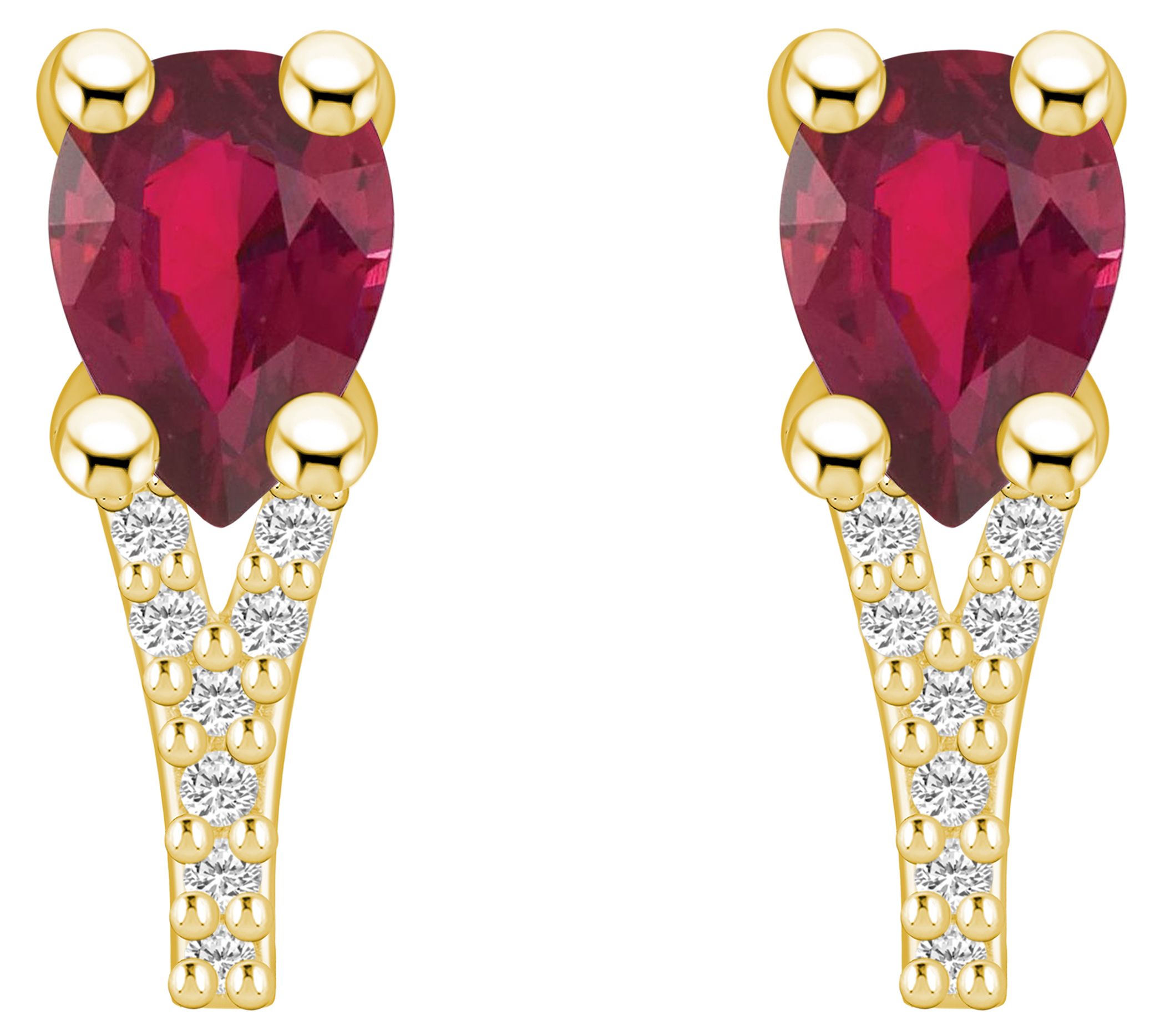 Affinity Gems 14K Pear 1.00 cttw Ruby Diamond Accent Studs - QVC.com