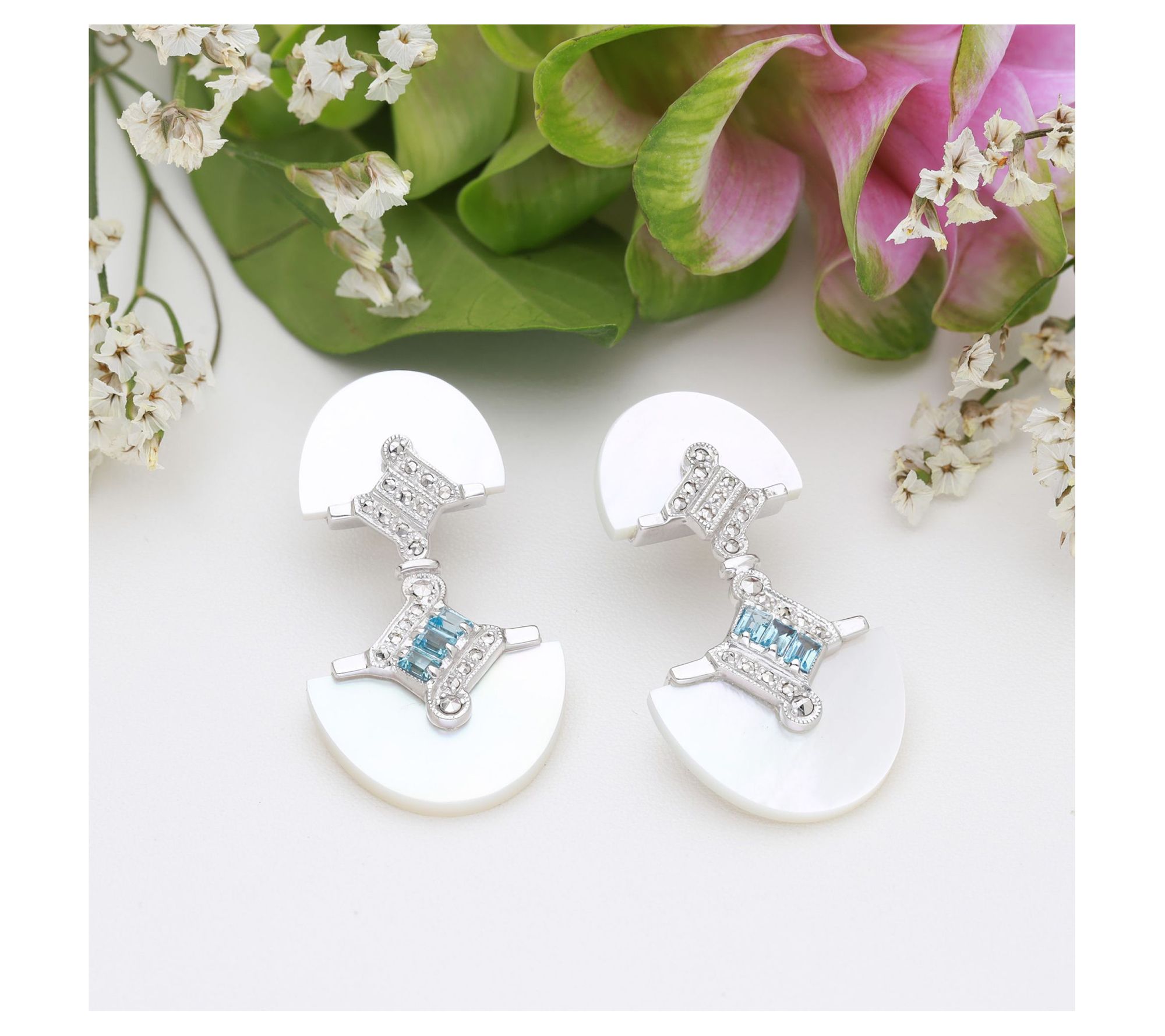 Dallas Prince Designs Chrome Marcasite GemstoneEarrings - QVC.com