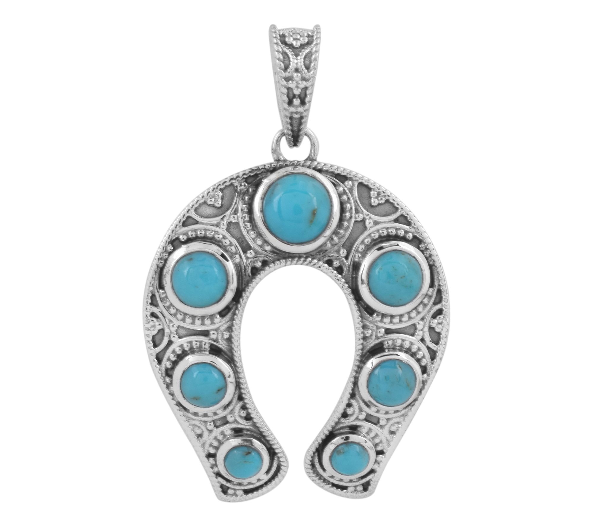 Artisan Crafted Sterling Silver Turquoise Horseshoe Pendant - QVC.com
