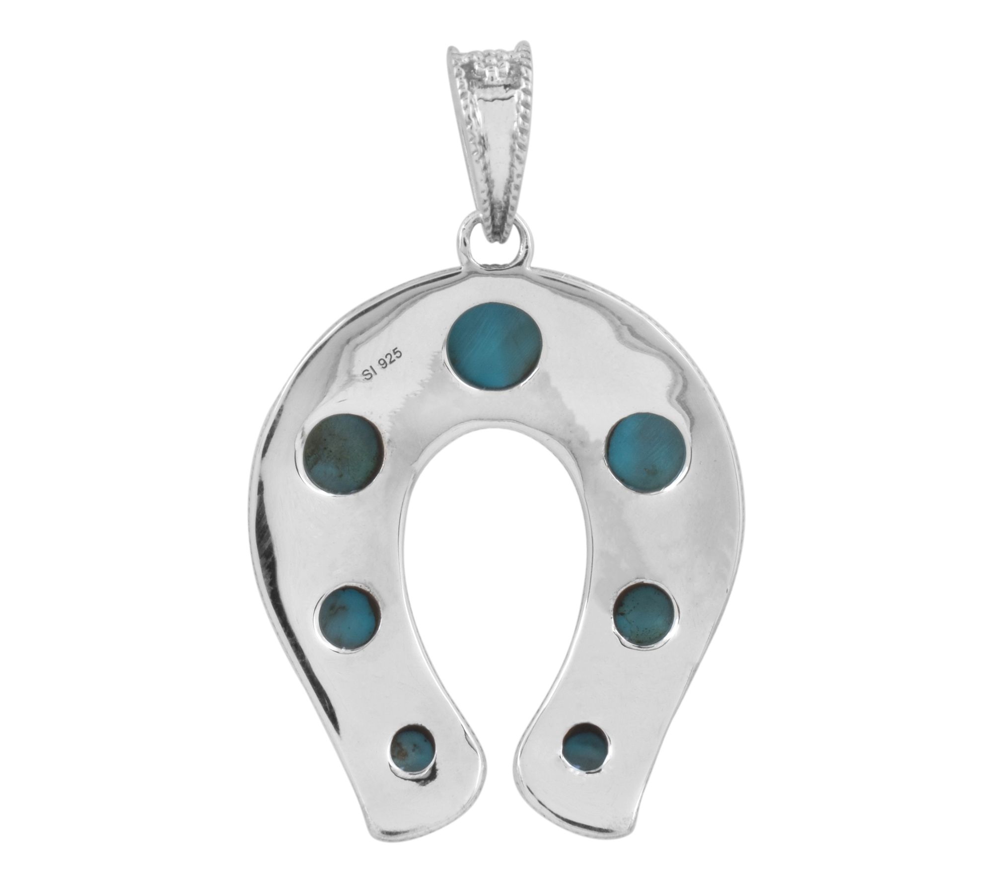 Artisan Crafted Sterling Silver Turquoise Horseshoe Pendant - QVC.com