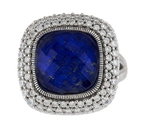 Judith Ripka Cushion Cut Gemstone and Diamonique Ring - QVC.com