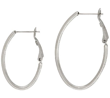 Stainless Steel Set of 2 Omega Back Hoop Earrings, Boxed - QVC.com