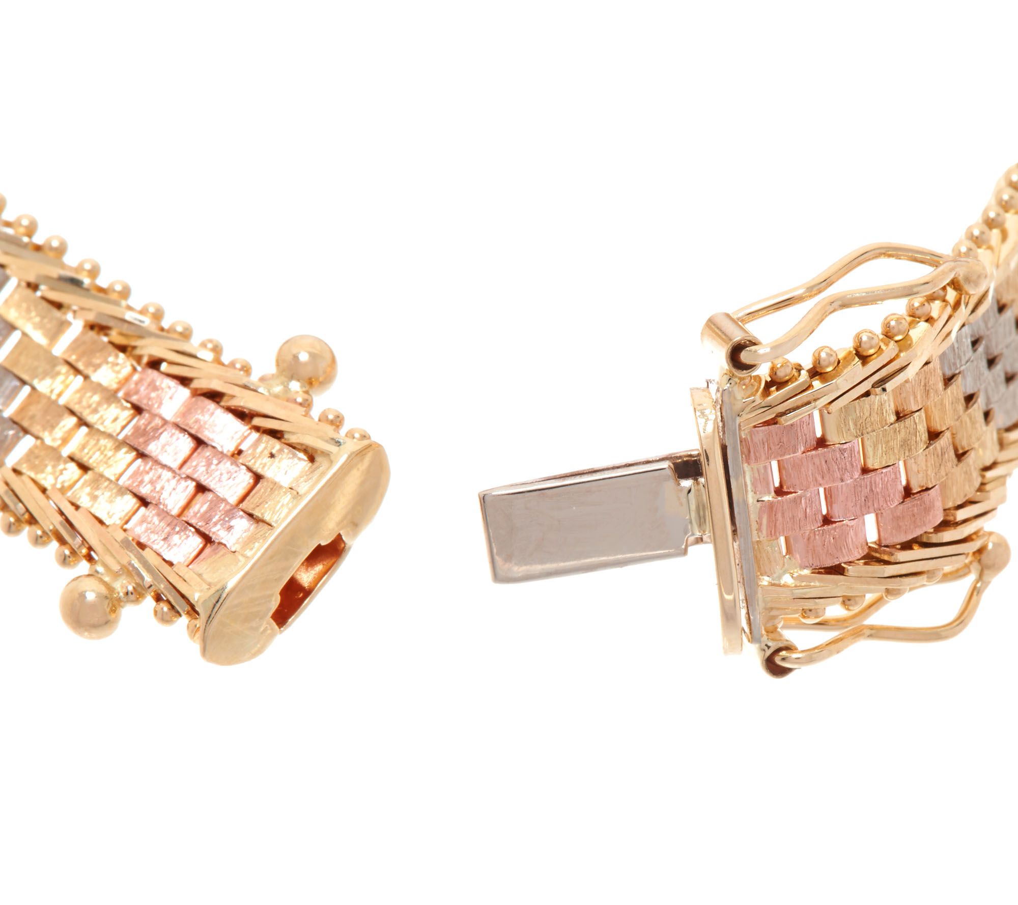Imperial Gold 8" Tri-Color Basketweave Bracelet, 14K Gold - QVC.com