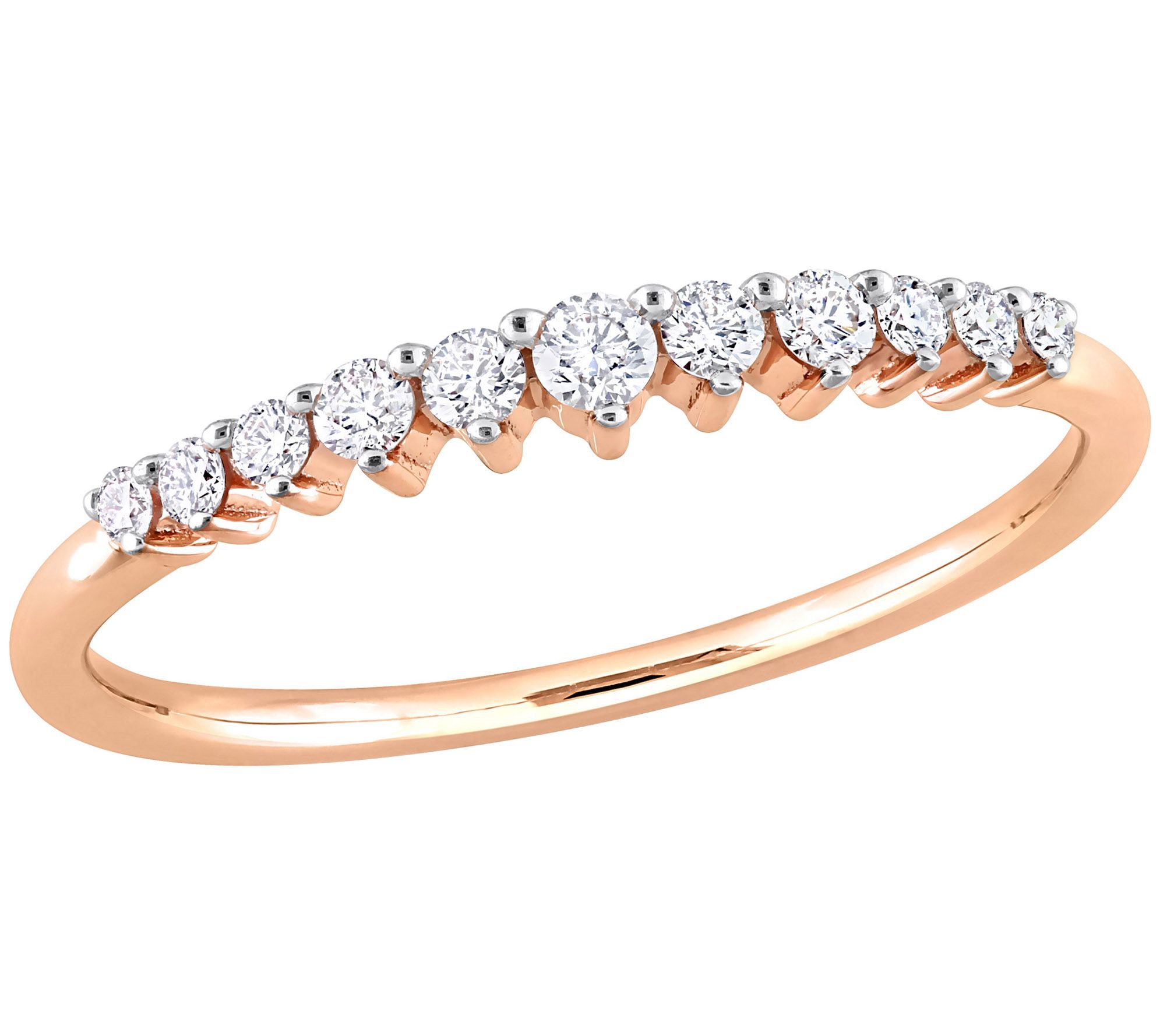Accents by Affinity Diamond Semi-Eternity Ring, 14K Rose Gold - QVC.com