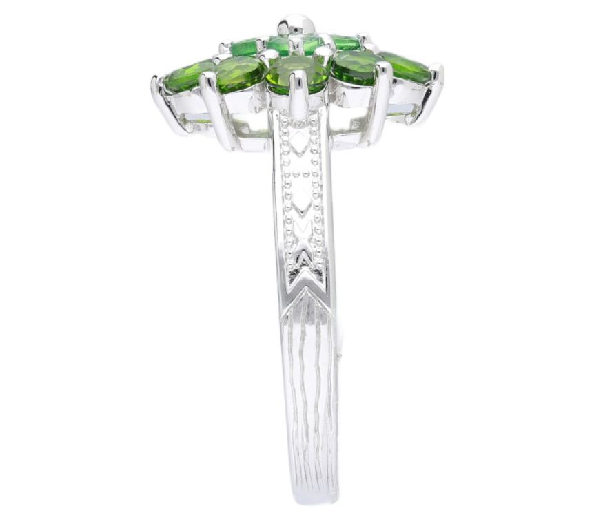 Ariva Sterling Silver Tsavorite & Chrome Diopsi de Dahlia Ring - QVC.com