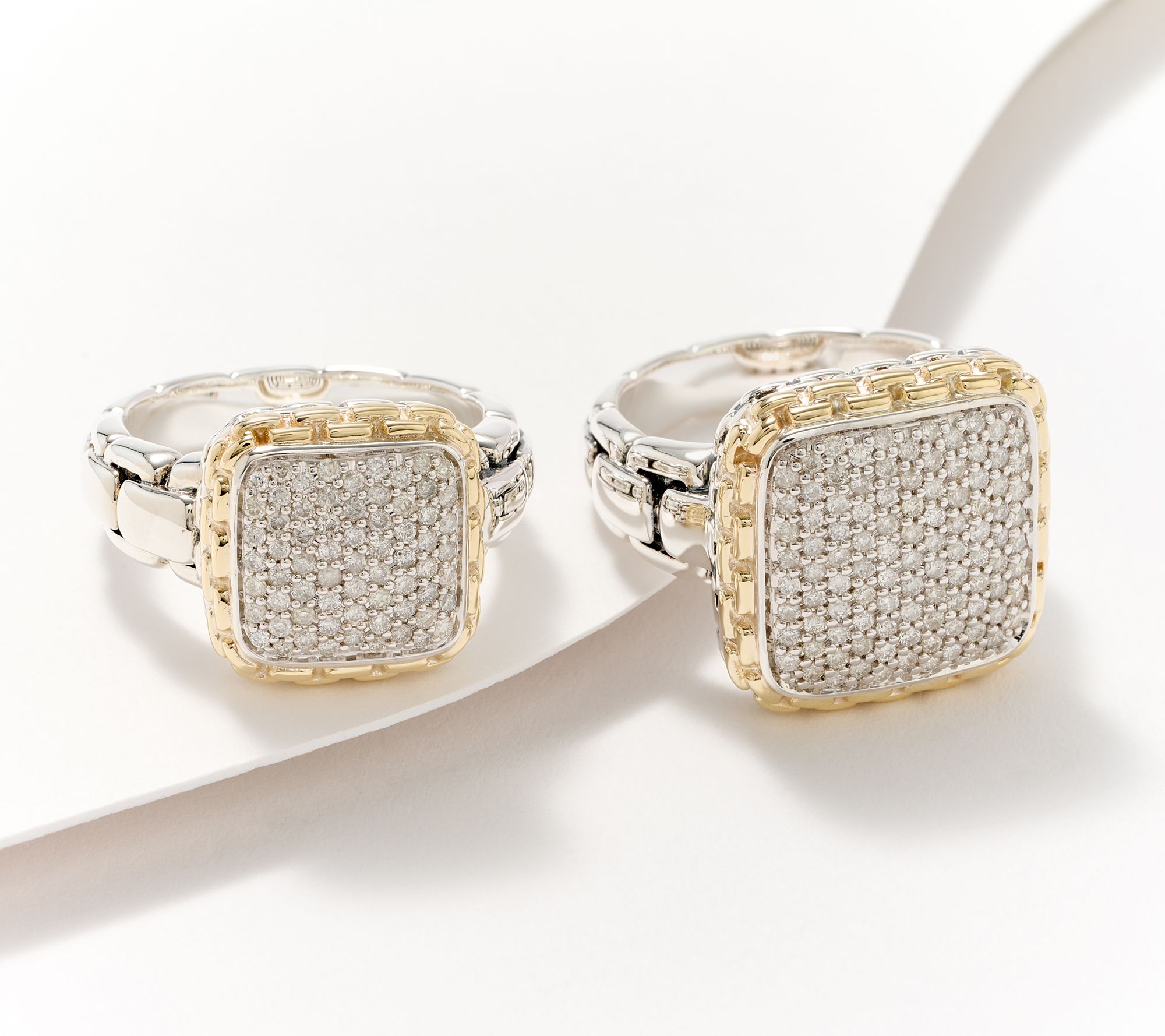 JAI SS & 14K Diamond Pave Cushion Ring, 0.3-0.55 cttw - QVC.com