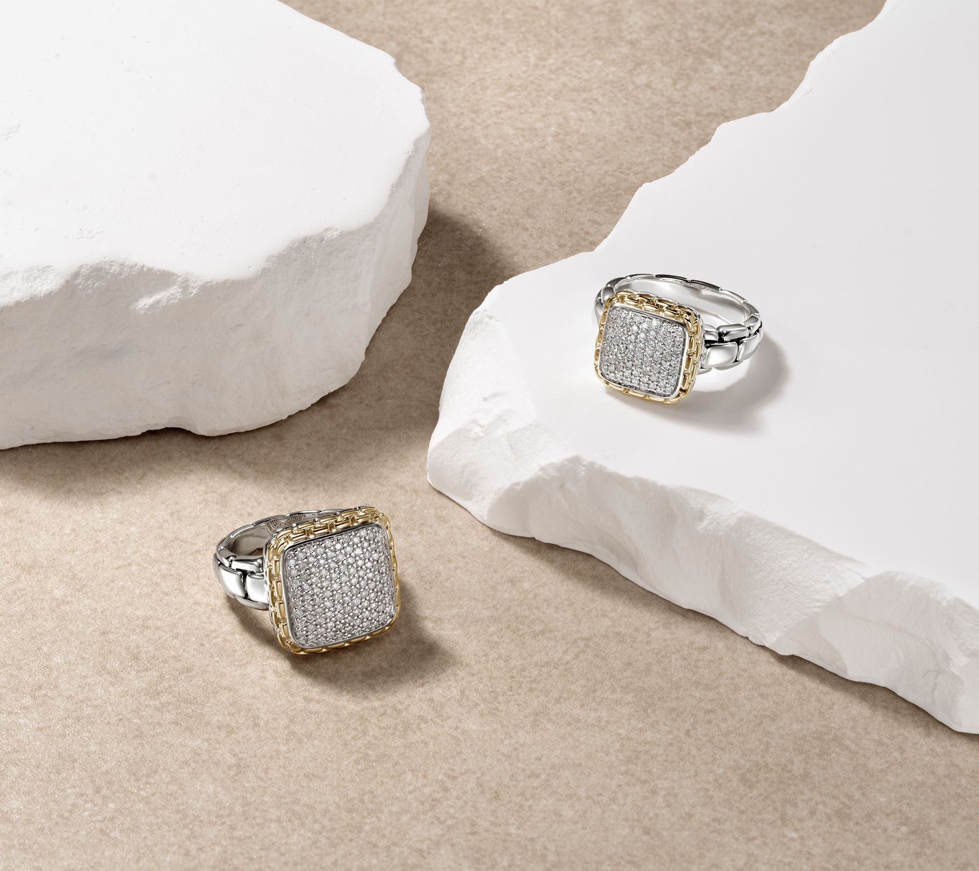 JAI SS & 14K Diamond Pave Cushion Ring, 0.3-0.55 cttw - QVC.com