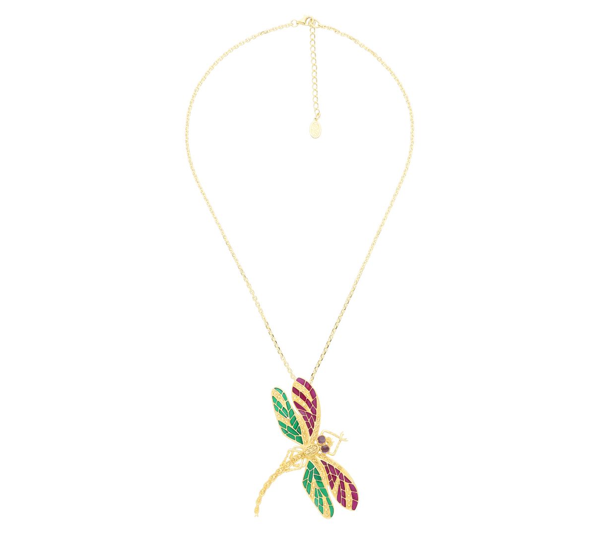 Dallas Prince 14K Clad Garden Gemstone Dragonfly Necklace - QVC.com