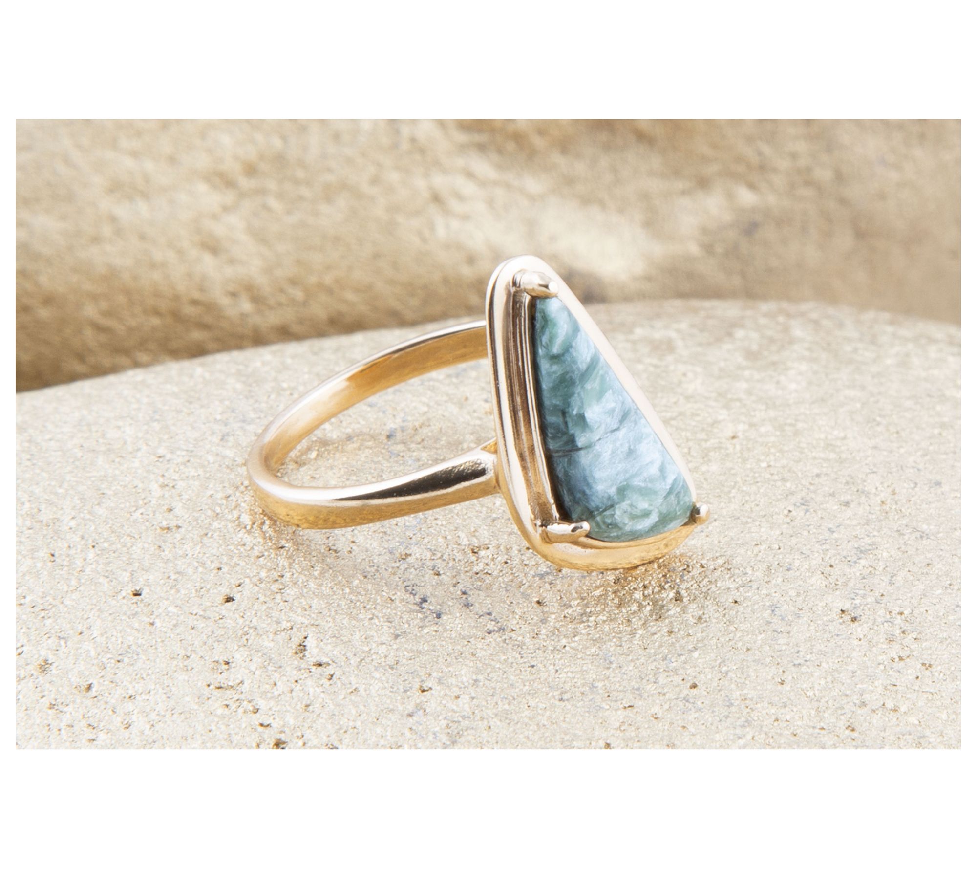 Barse Artisan Crafted Bronze Alpine Green Seraphinite Ring - QVC.com