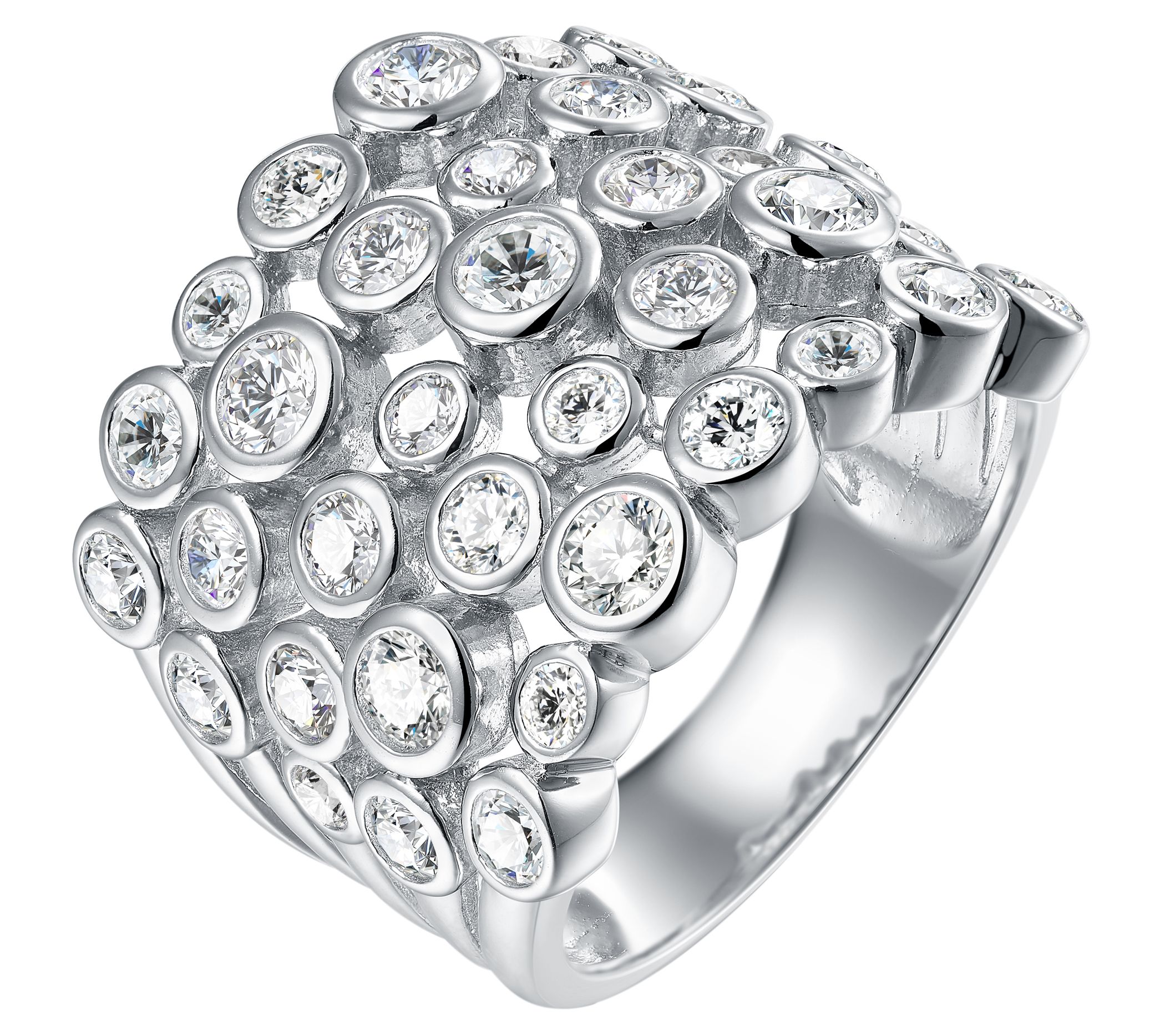 Diamonique x Jennifer Miller 5-Row Round Ring,Sterling - QVC.com