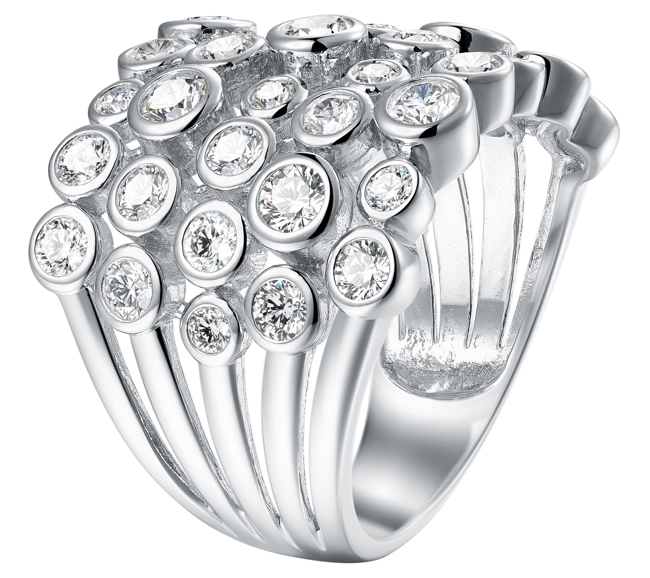 Diamonique x Jennifer Miller 5-Row Round Ring,Sterling - QVC.com