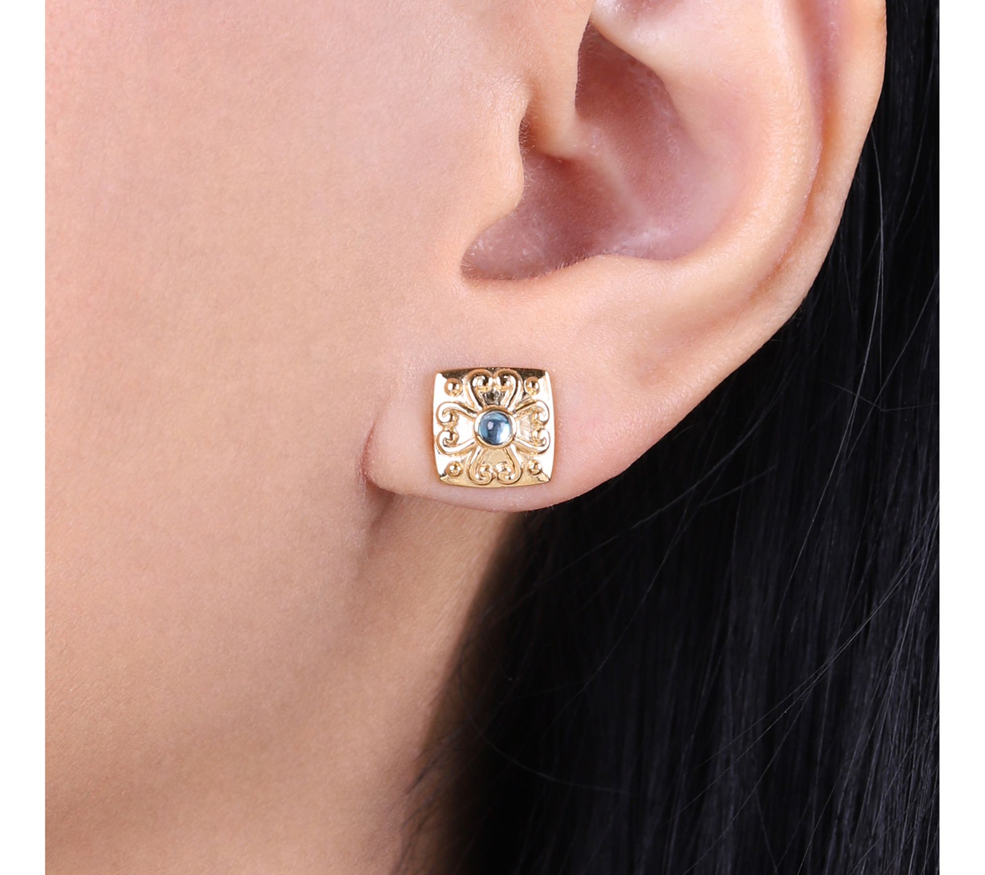 Elyse Ryan 14K Gold Clad Blue Topaz Heart MotifEarrings - QVC.com