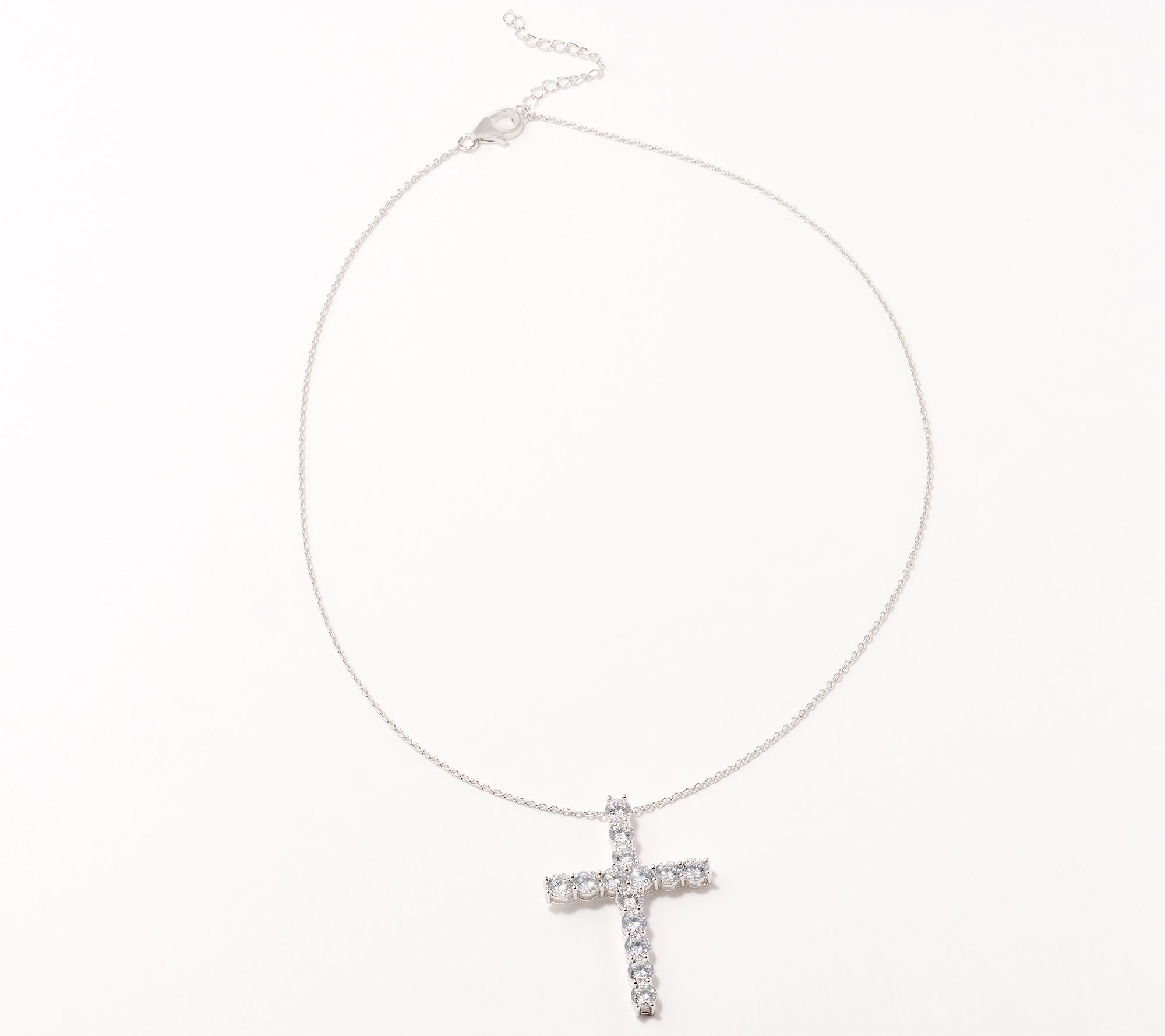 "As Is" Diamonique Classics Round Cut Pave Cross Pendant, SS - QVC.com