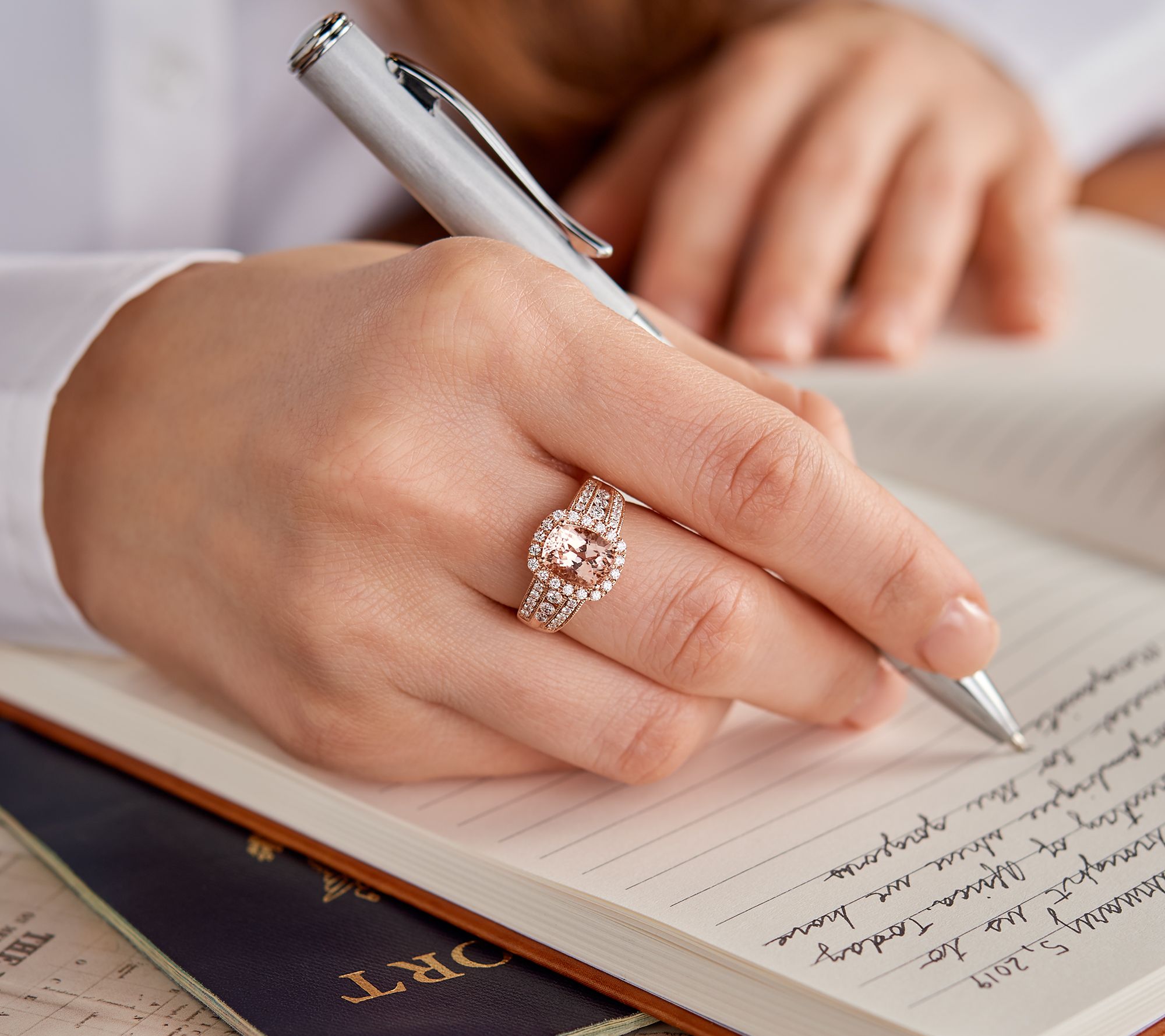 (QVC) Elongated Cushion-Cut 14K Gold Gemstone Diamond Ring ...