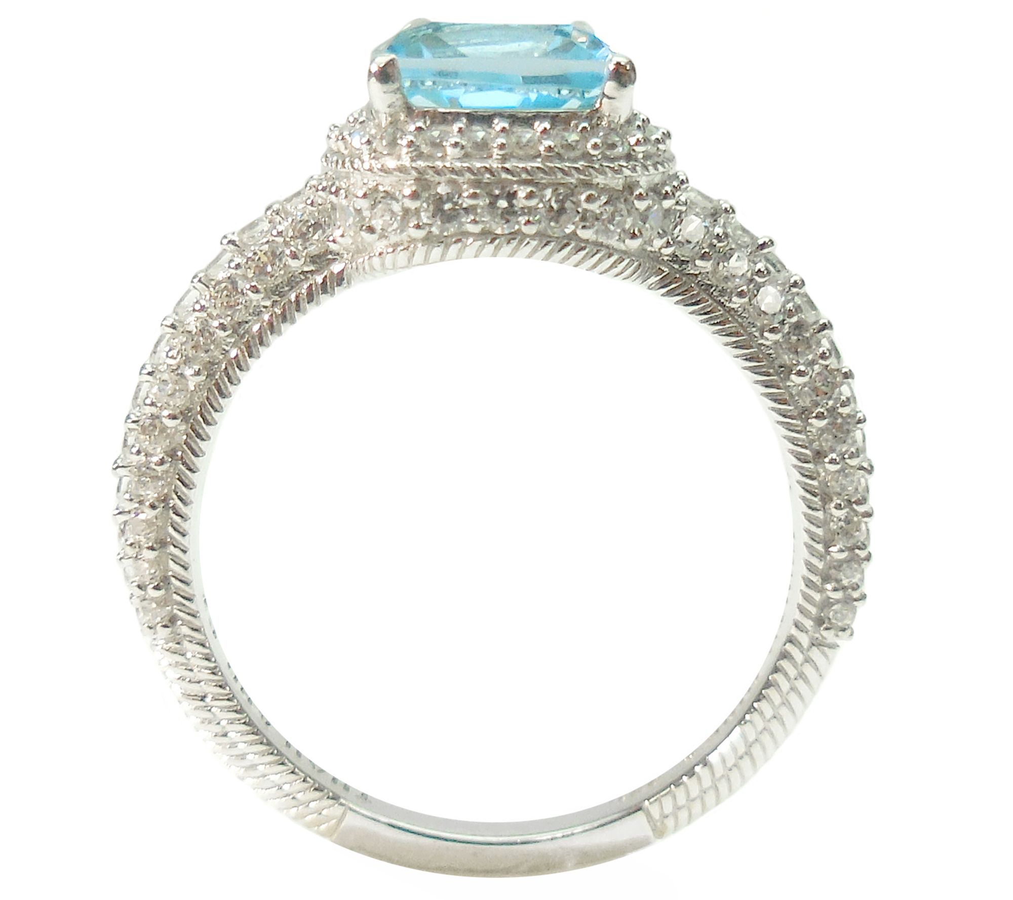 Judith Ripka Sterling and Blue Topaz with Diamonique Ring - QVC.com