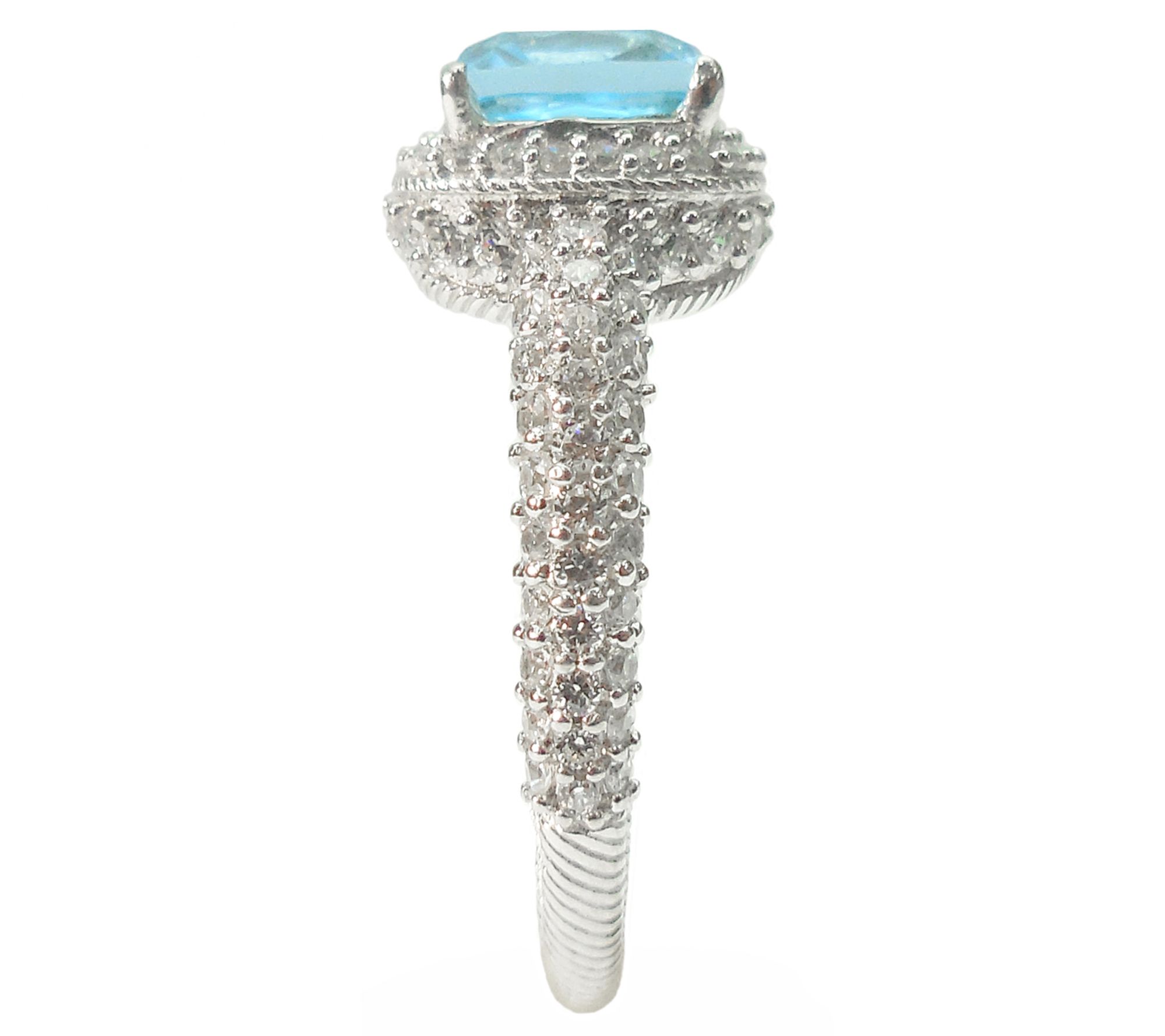 Judith Ripka Sterling and Blue Topaz with Diamonique Ring - QVC.com