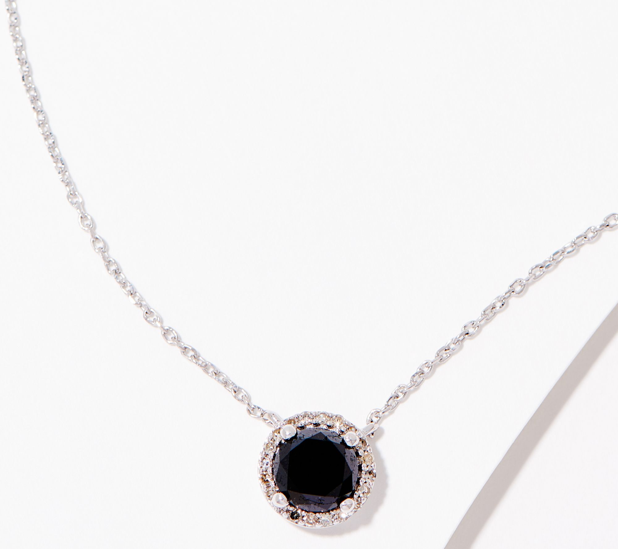 "As Is"Affinity Diamonds Black Diamond 1cttw Halo Necklace, Sterling ...