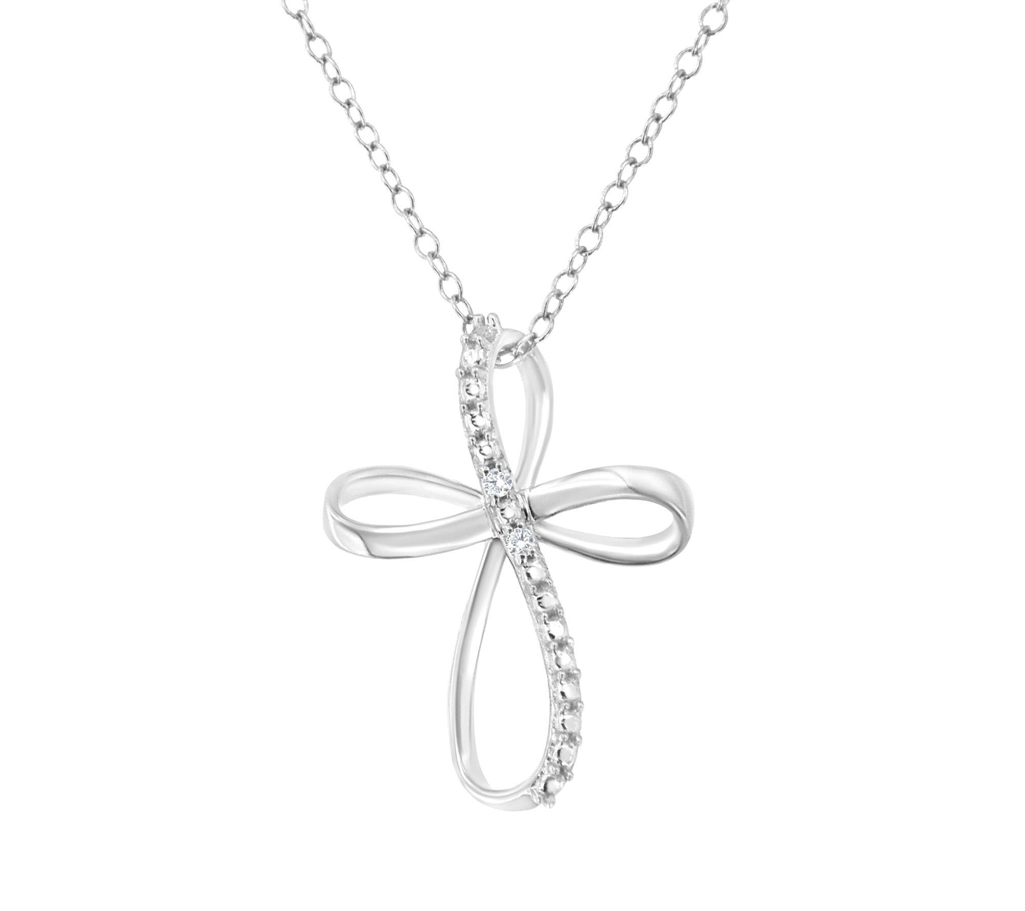 Haus of Brilliance Diamond Cross Pendant w/ Chain, Sterling - QVC.com