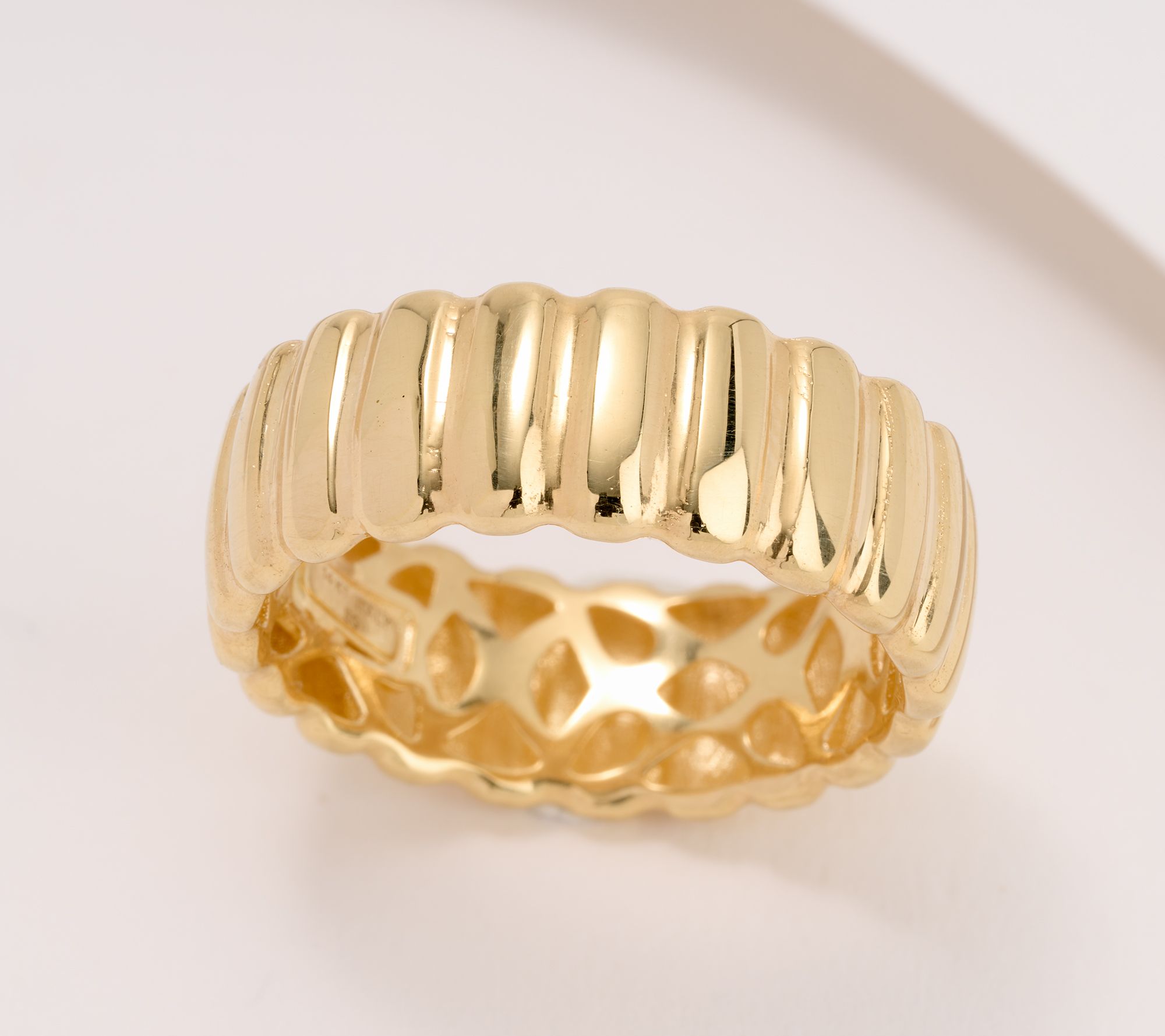 "As Is" EternaGold Straight Ribbed Band Ring, 14K Gold - QVC.com
