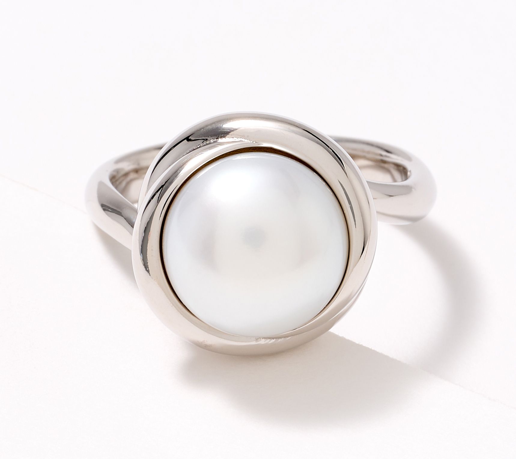 "As Is" Honora White Cultured Pearl Knot Ring Sterling Silver - QVC.com