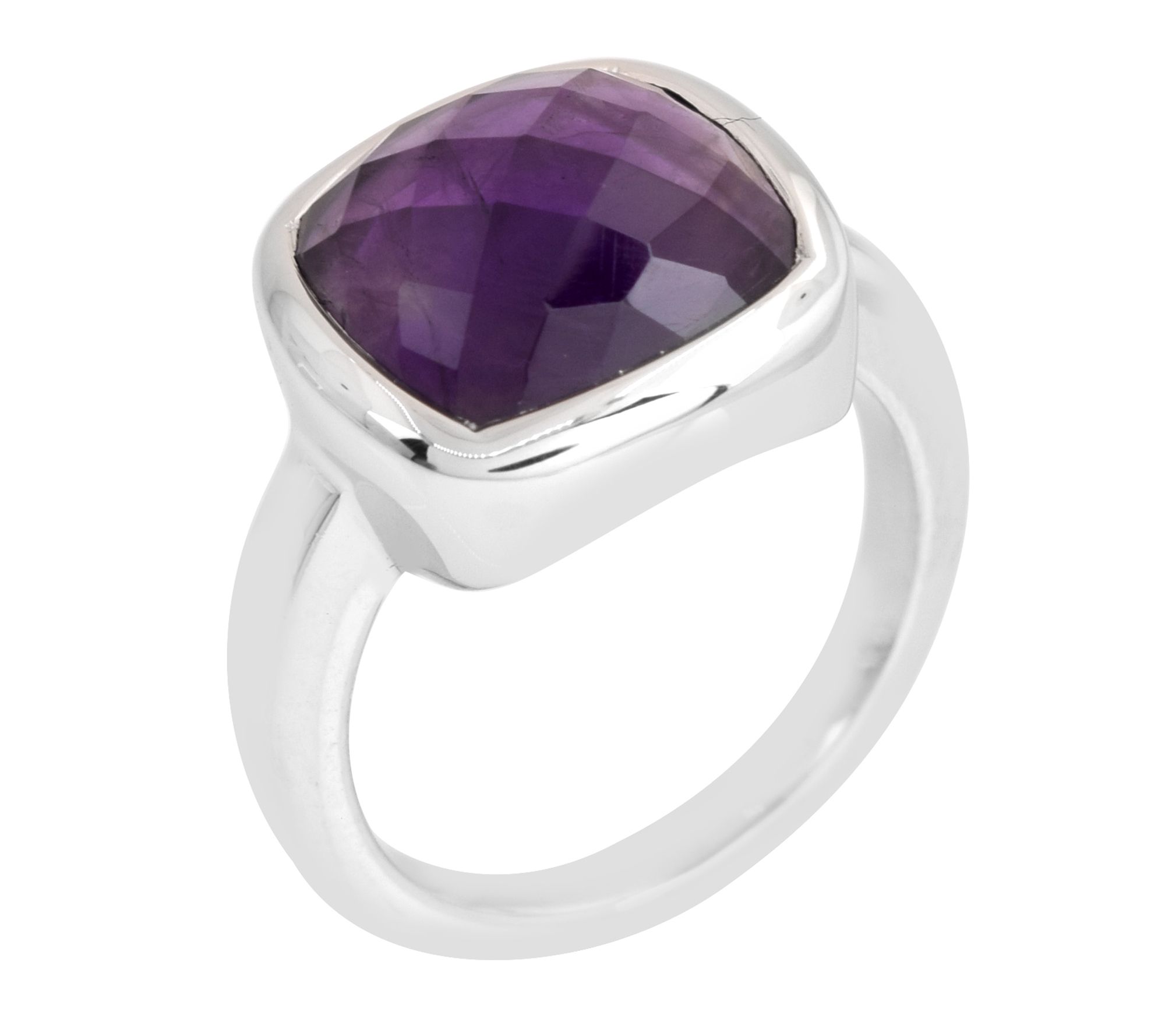 Affinity Gems Checkerboard Amethyst Ring, Sterling Silver - QVC.com