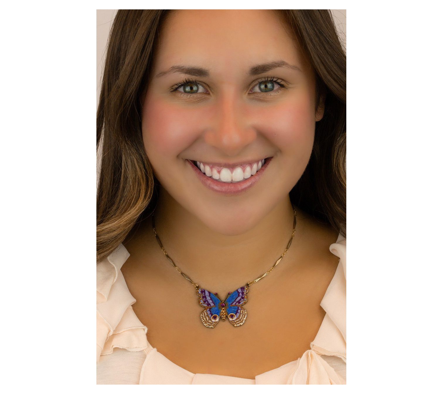 Anne Koplik Southwest Sunset Crystal Enamel But terfly Necklac - QVC.com