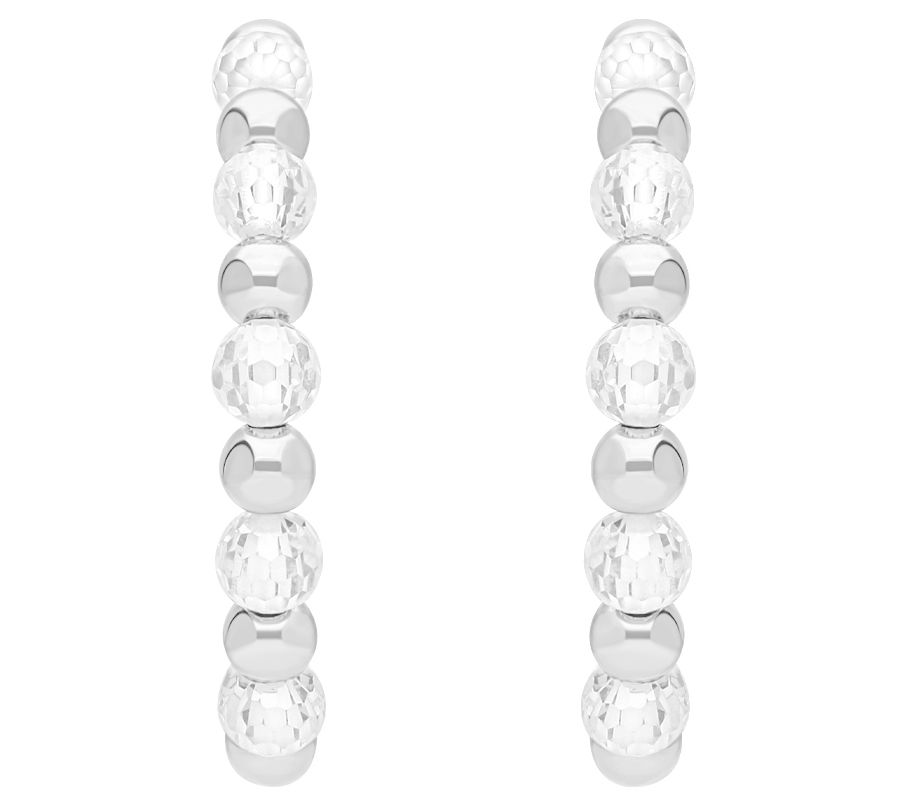 Elyse Ryan Sterling Silver Beaded Linda Hoop Earrings - QVC.com