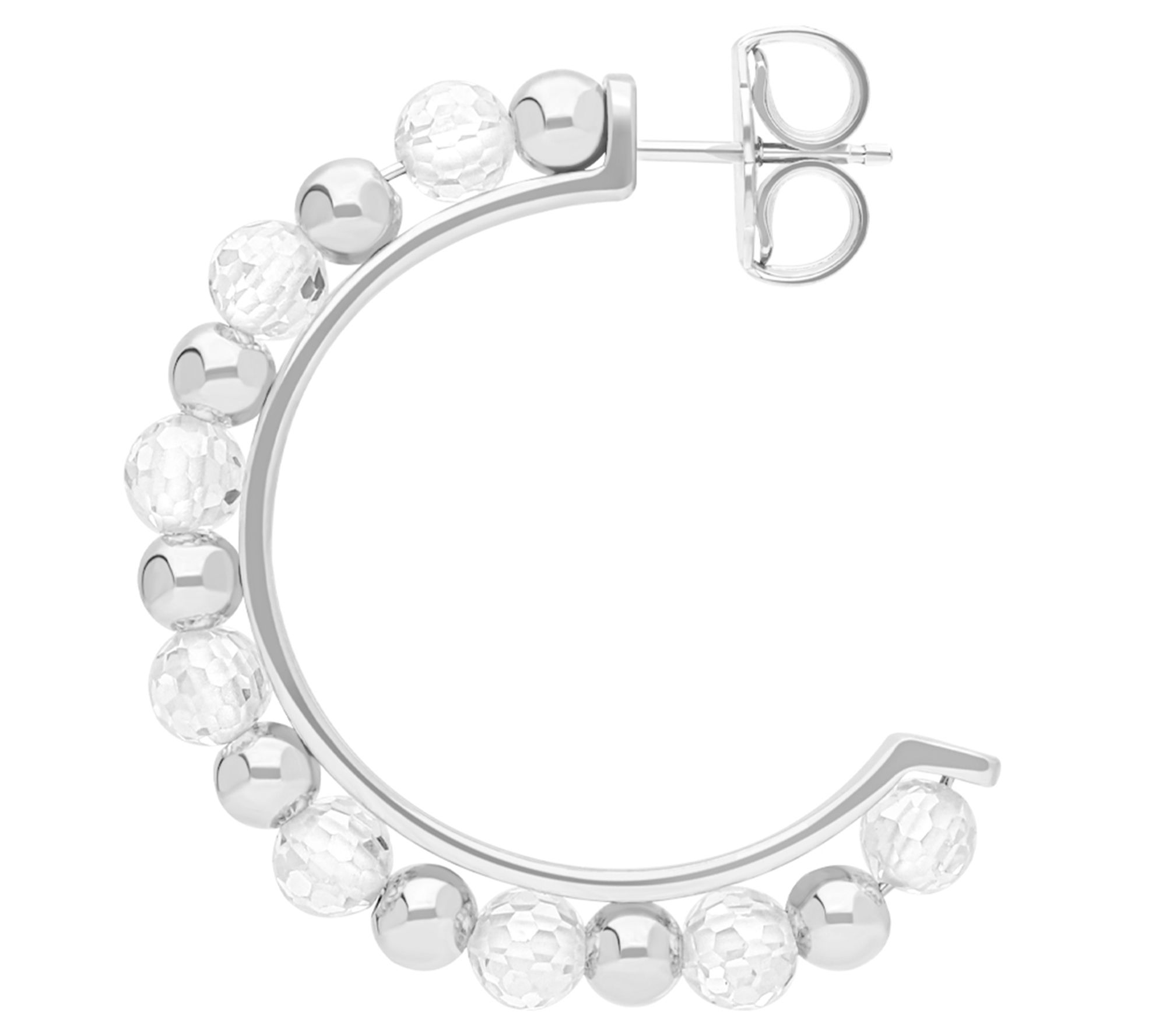 Elyse Ryan Sterling Silver Beaded Linda Hoop Earrings - QVC.com