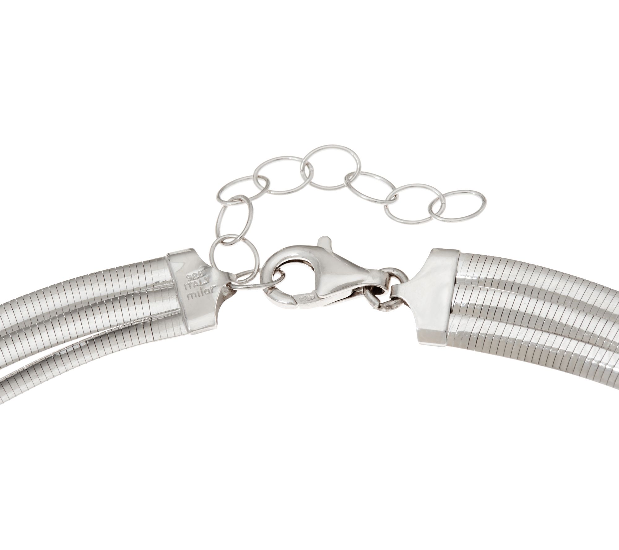 Italian Silver 18" Multi-Row Omega Necklace, Sterling 39.5g - QVC.com