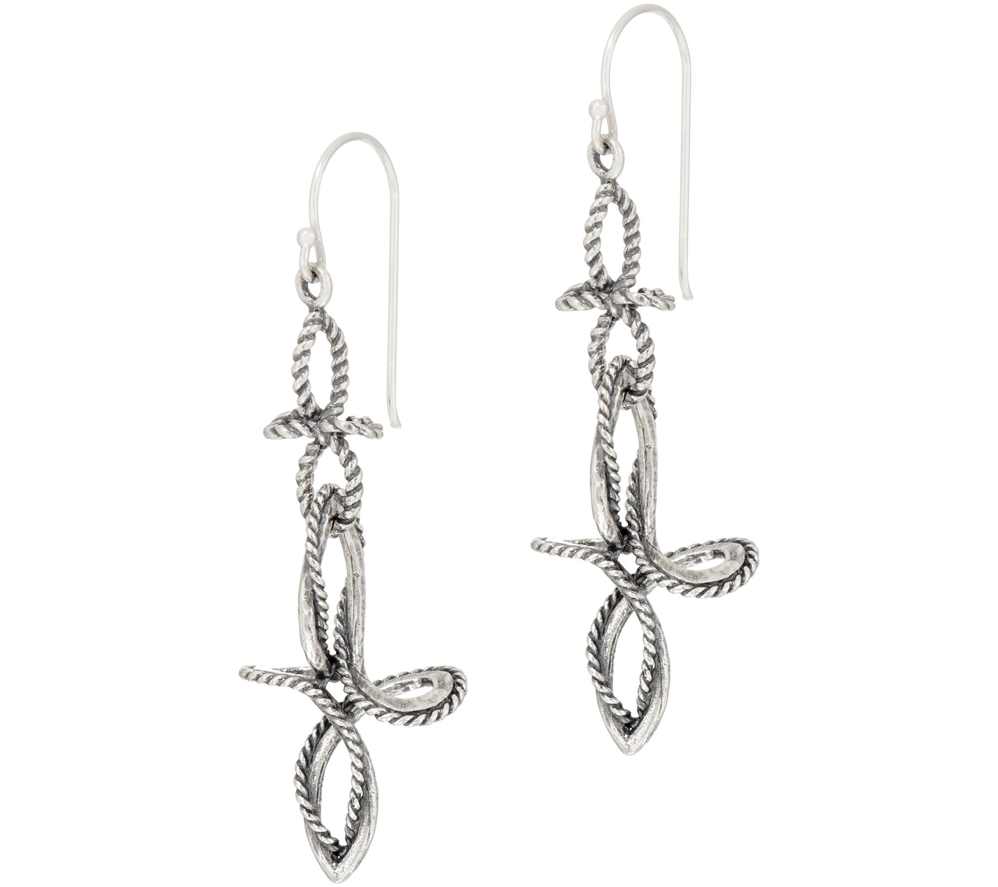 As Is Or Paz Sterling Silver Textured Double Cross Dangle Earrings