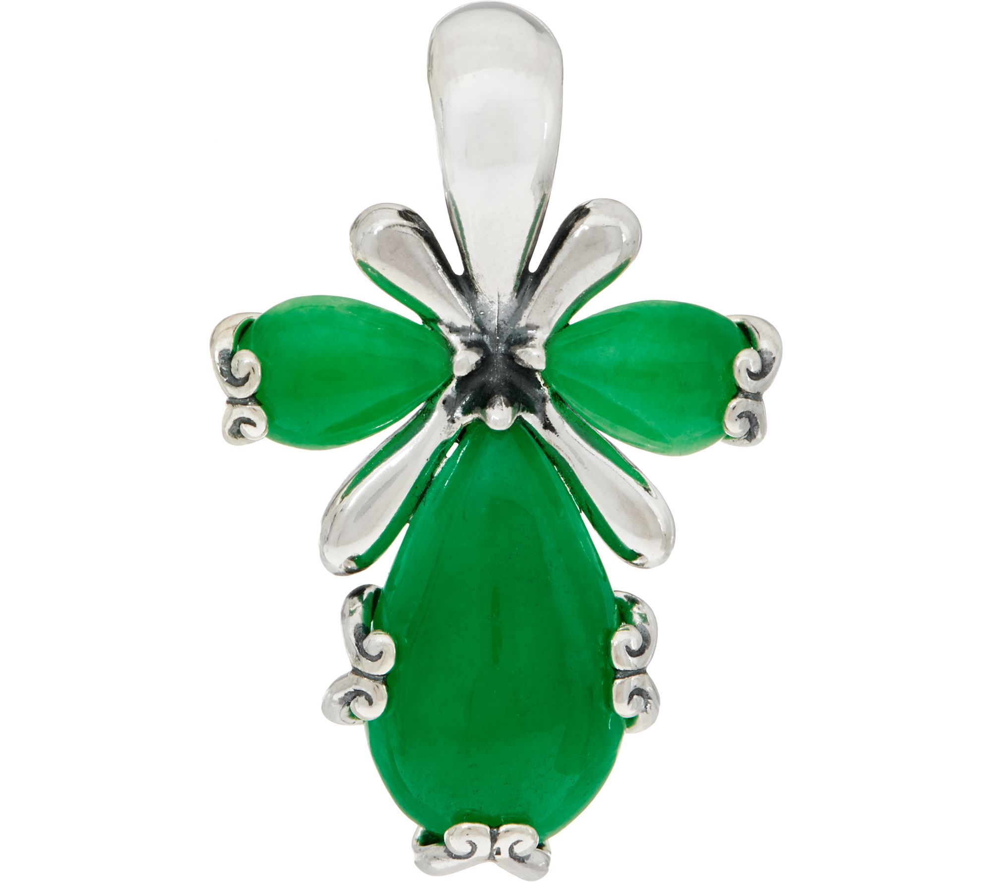 "As Is" Carolyn Pollack Sterling Silver Jade Cabochon Cross Enhancer ...