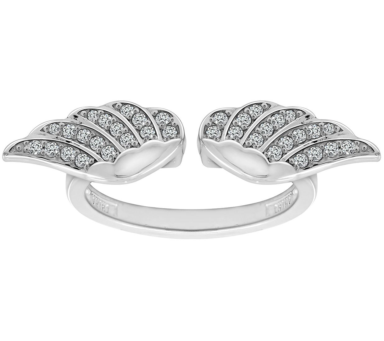Diamonique Angel Wings Ring, Platinum Plated - QVC.com