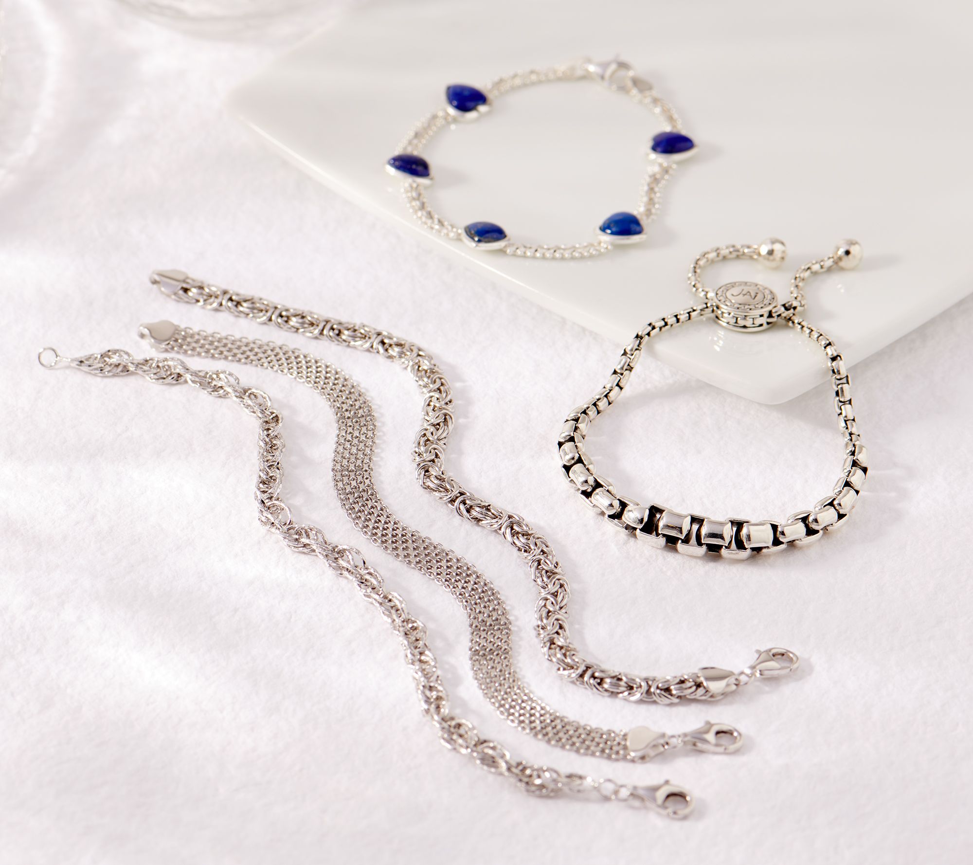 "As Is"Sterling Silver Set of 3 Textured Bracelets by Silver Style ...