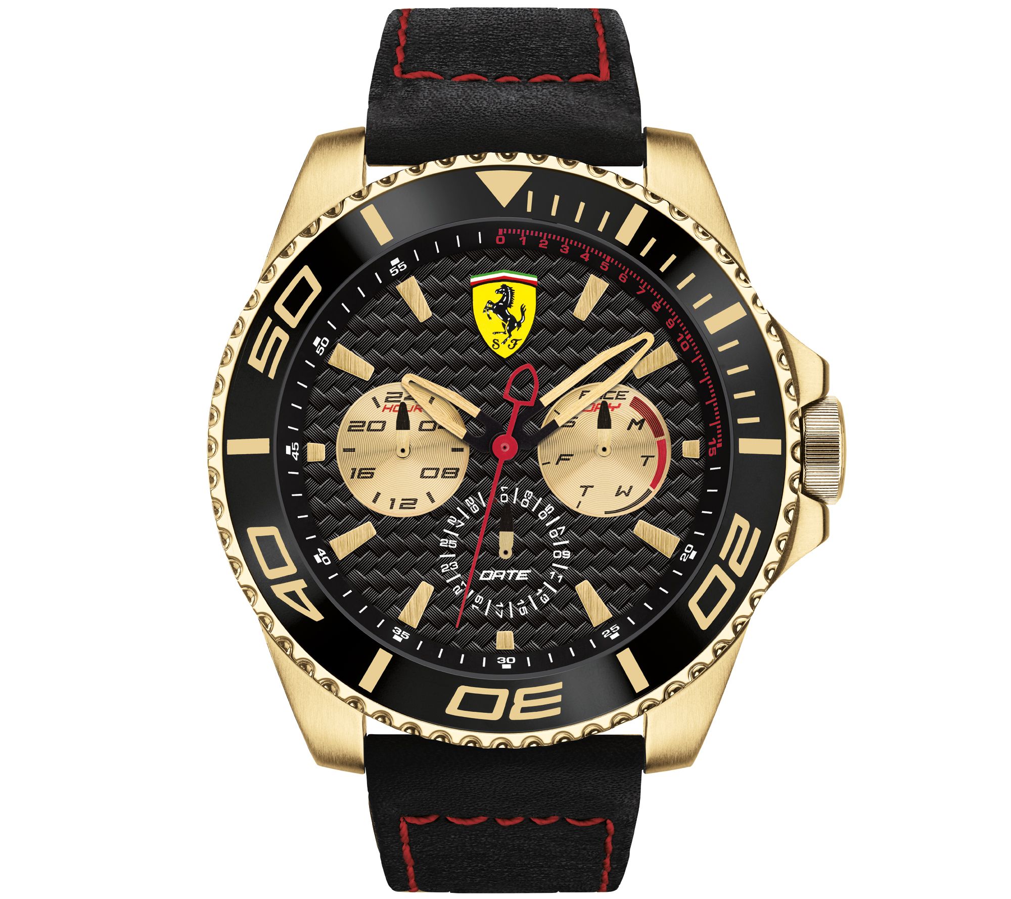Ferrari Men's Black Leather Strap Multi-Function XX Ker Watch - QVC.com