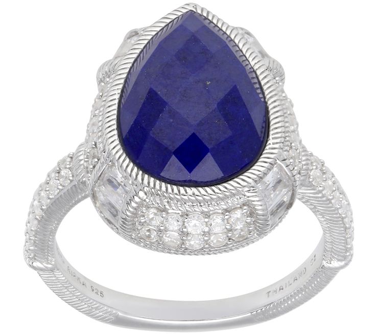 Judith Ripka Sterling Pear-Shaped Lapis and Diamonique Ring - QVC.com